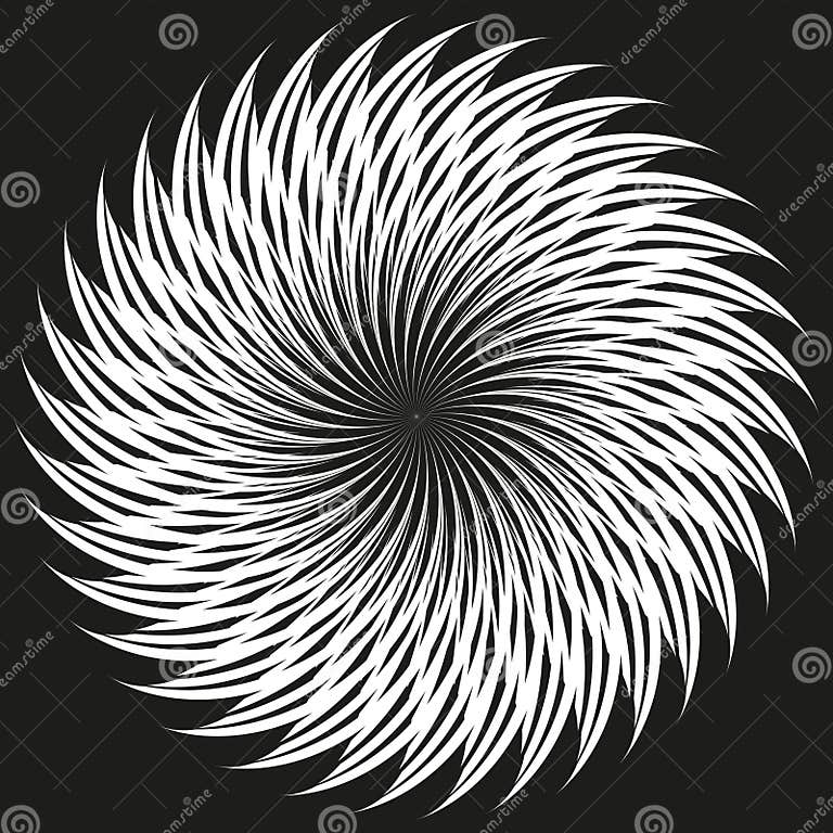 Abstract Spiral Pattern. Sharp White Spikes. Rotating Radial Design ...