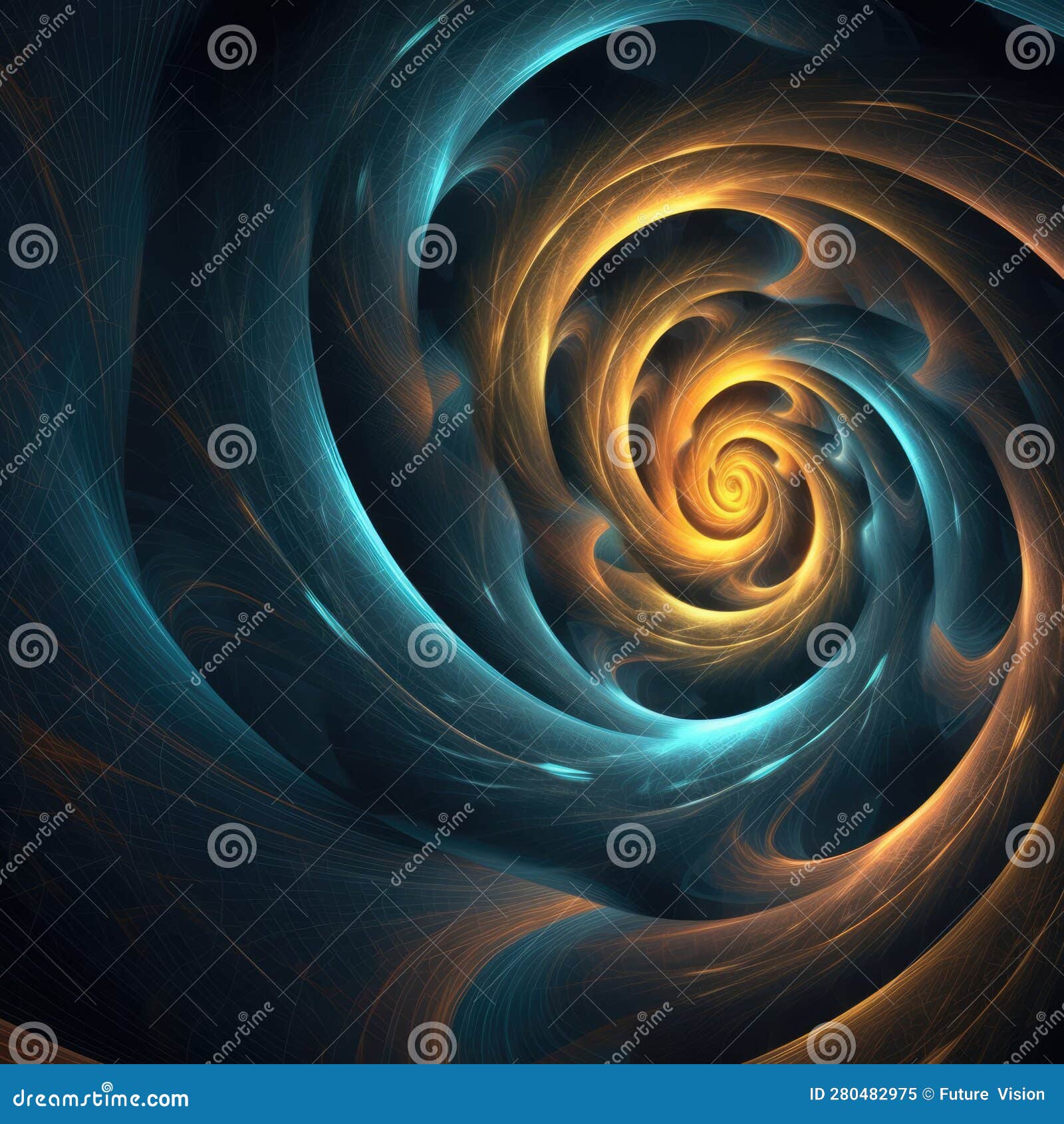 Abstract Spiral Pattern in Yellow and Blue Background, Created Using ...