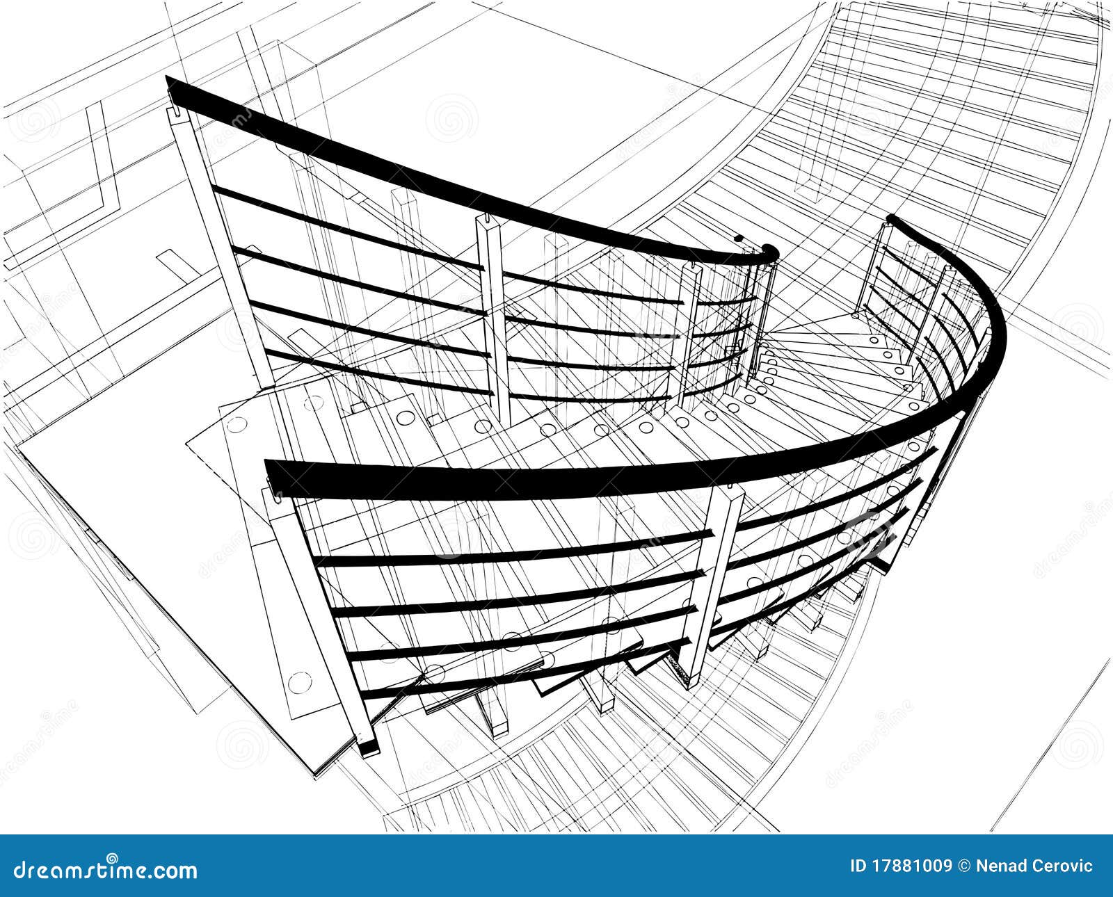 Abstract Spiral Staircases Constructions of Line Stock Vector ...