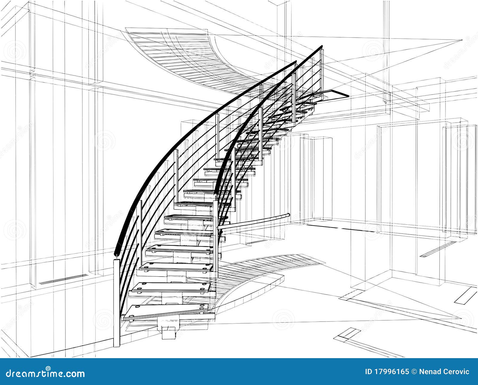 Abstract Spiral Staircases Constructions of Line Stock Vector ...