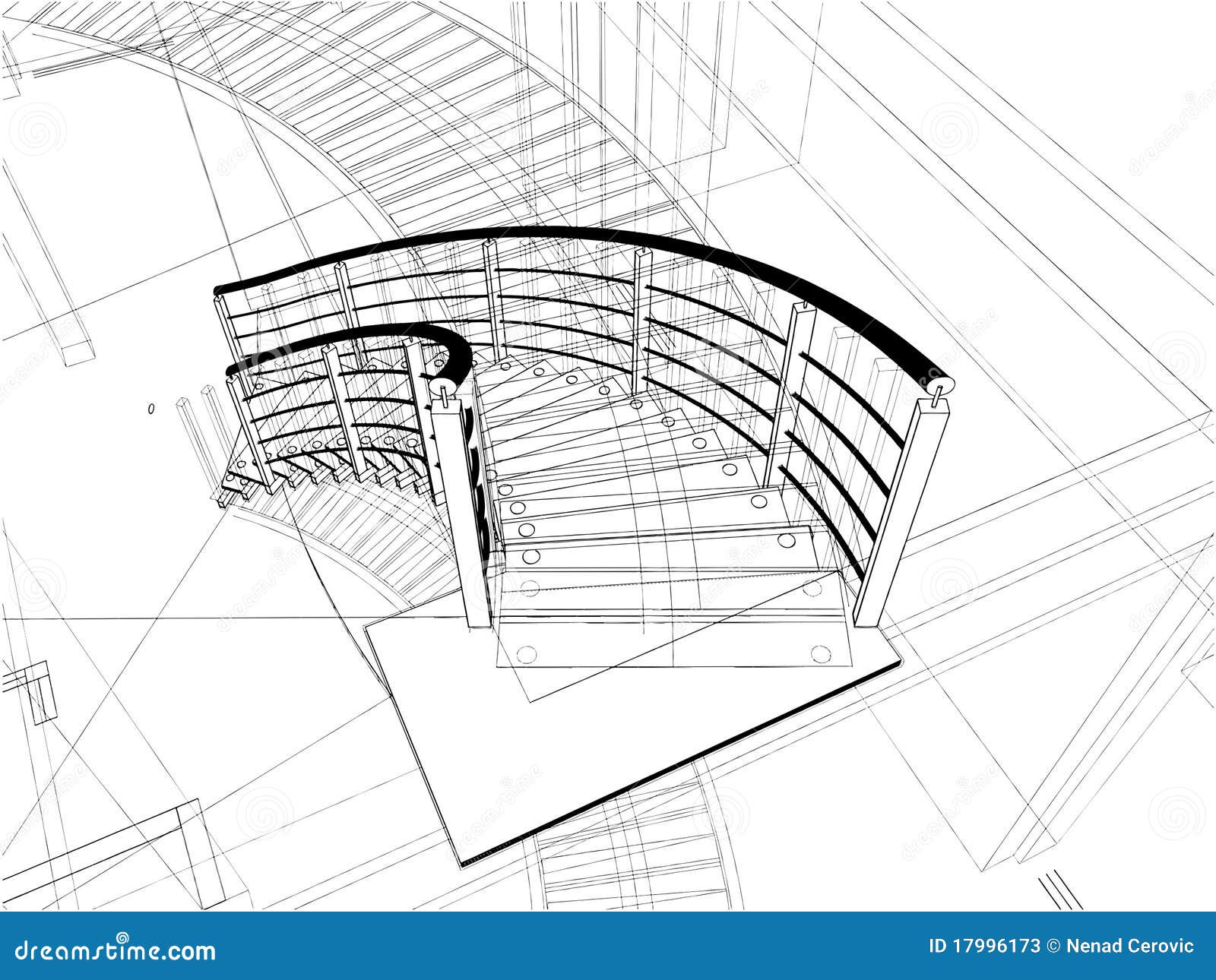 Abstract Spiral Staircases Constructions of Line Stock Vector ...