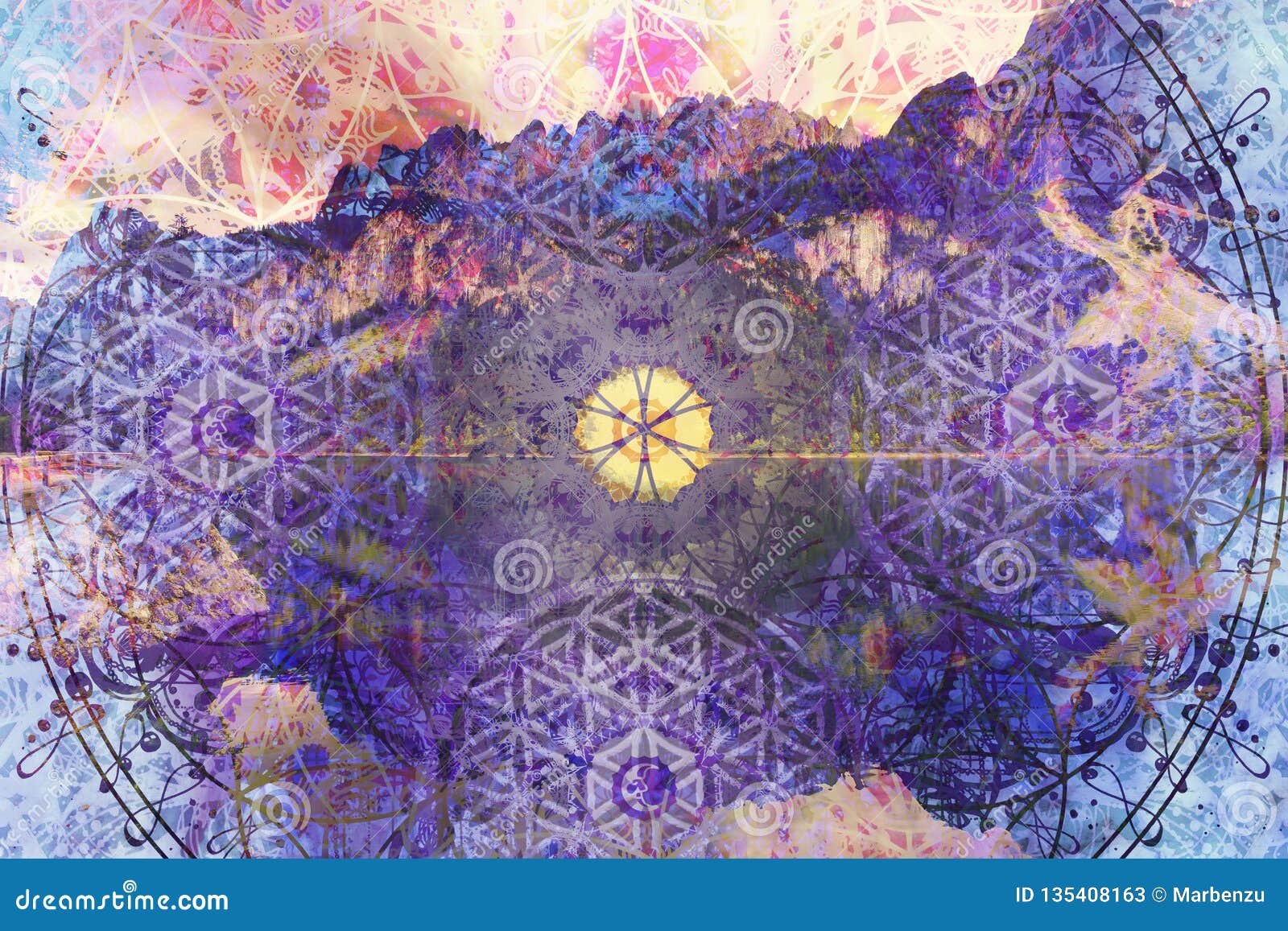 Spiritual Background With Sacred Geometry And Chakra Isolated In Color ...