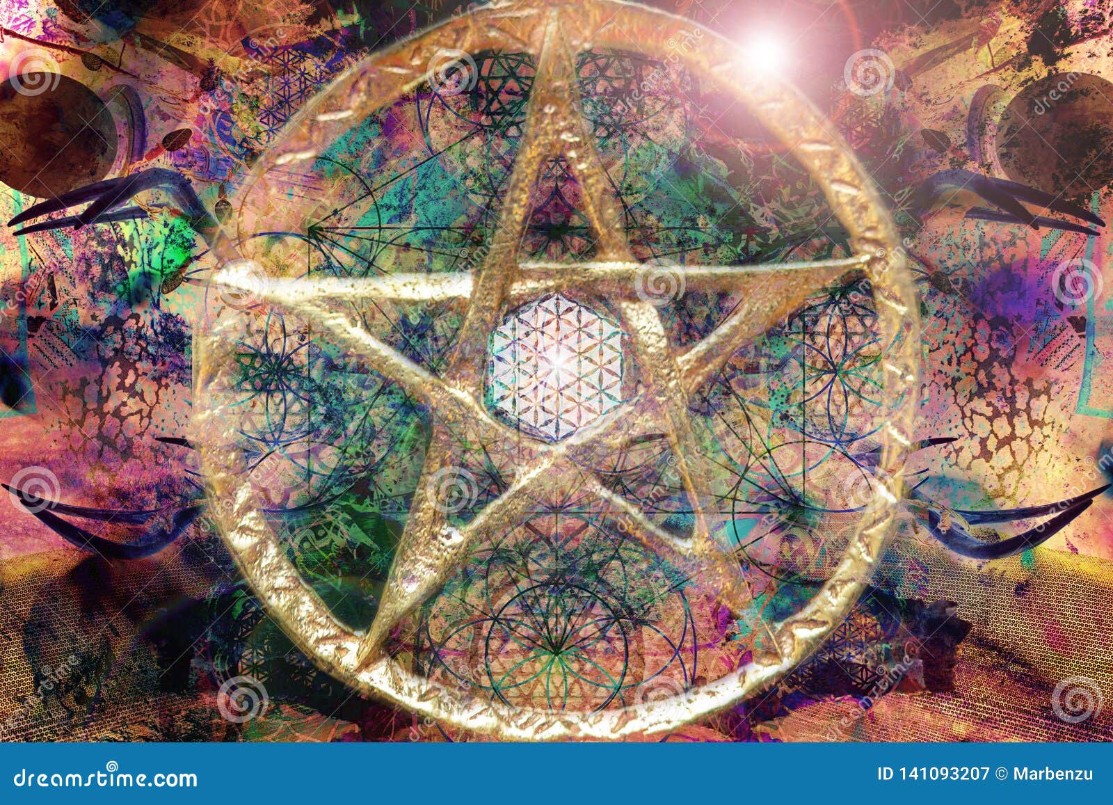 Spiritual Background With Sacred Geometry And Chakra Isolated In Color ...