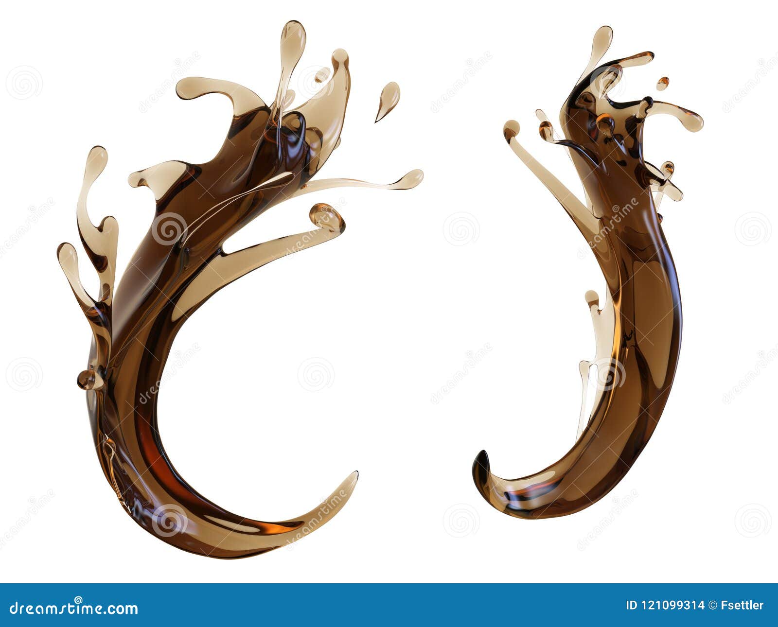 Abstract Splash of Brown Liquid Isolated on White Background. Stock ...