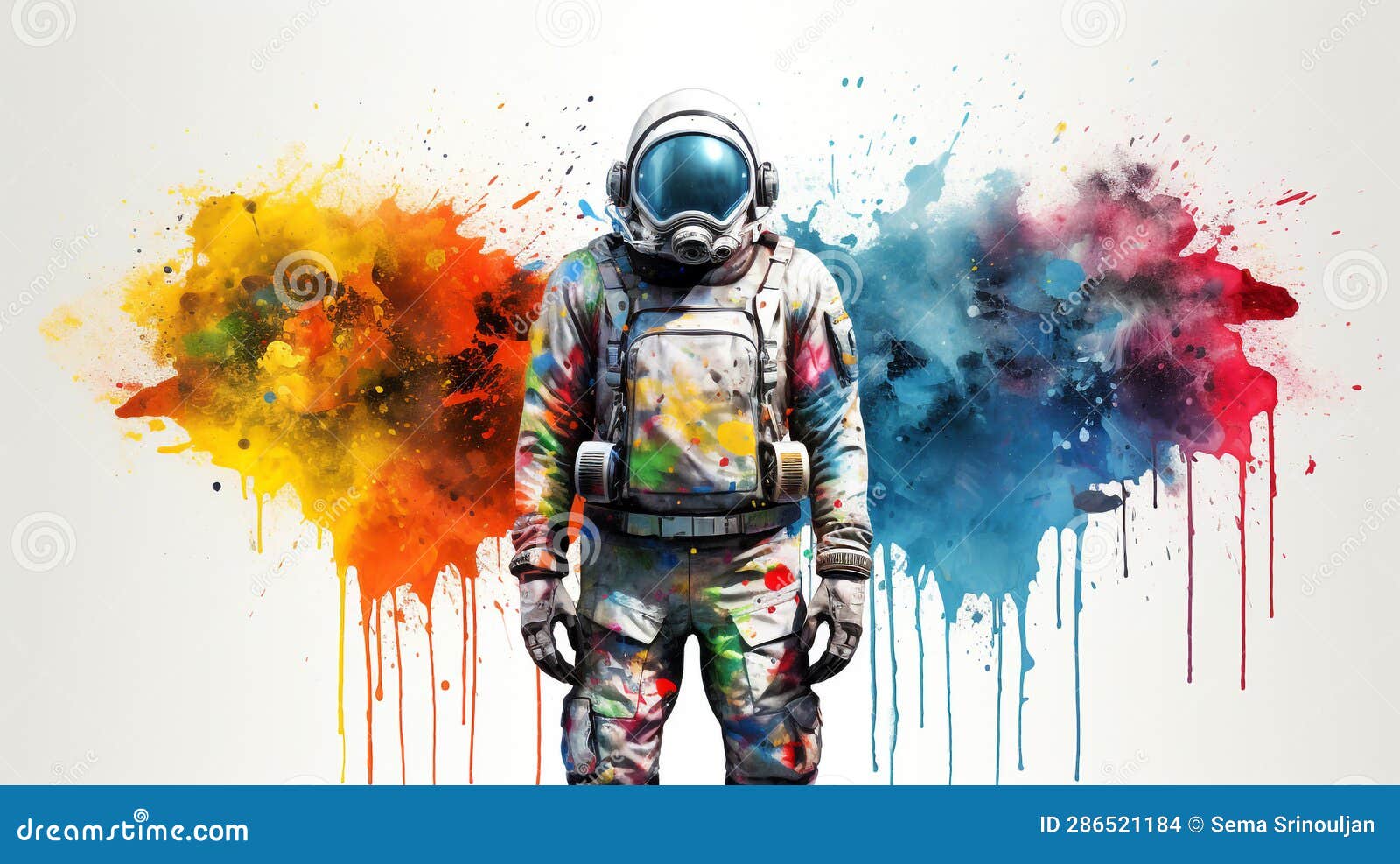 Abstract Splash Color of the Spaceman. Adventure Concept. - Generative ...