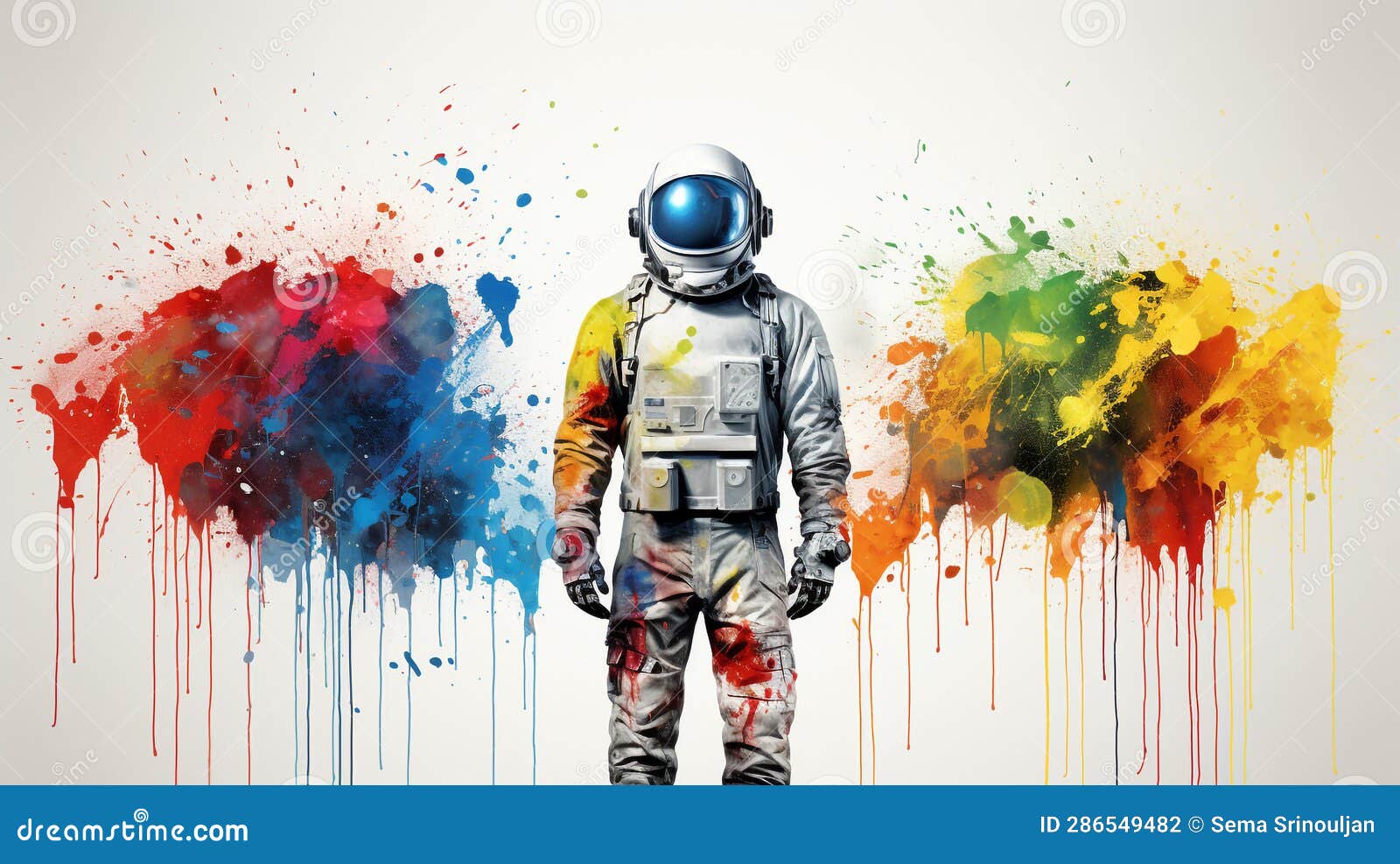 Abstract Splash Color of the Spaceman. Funny and Adventure Concept ...