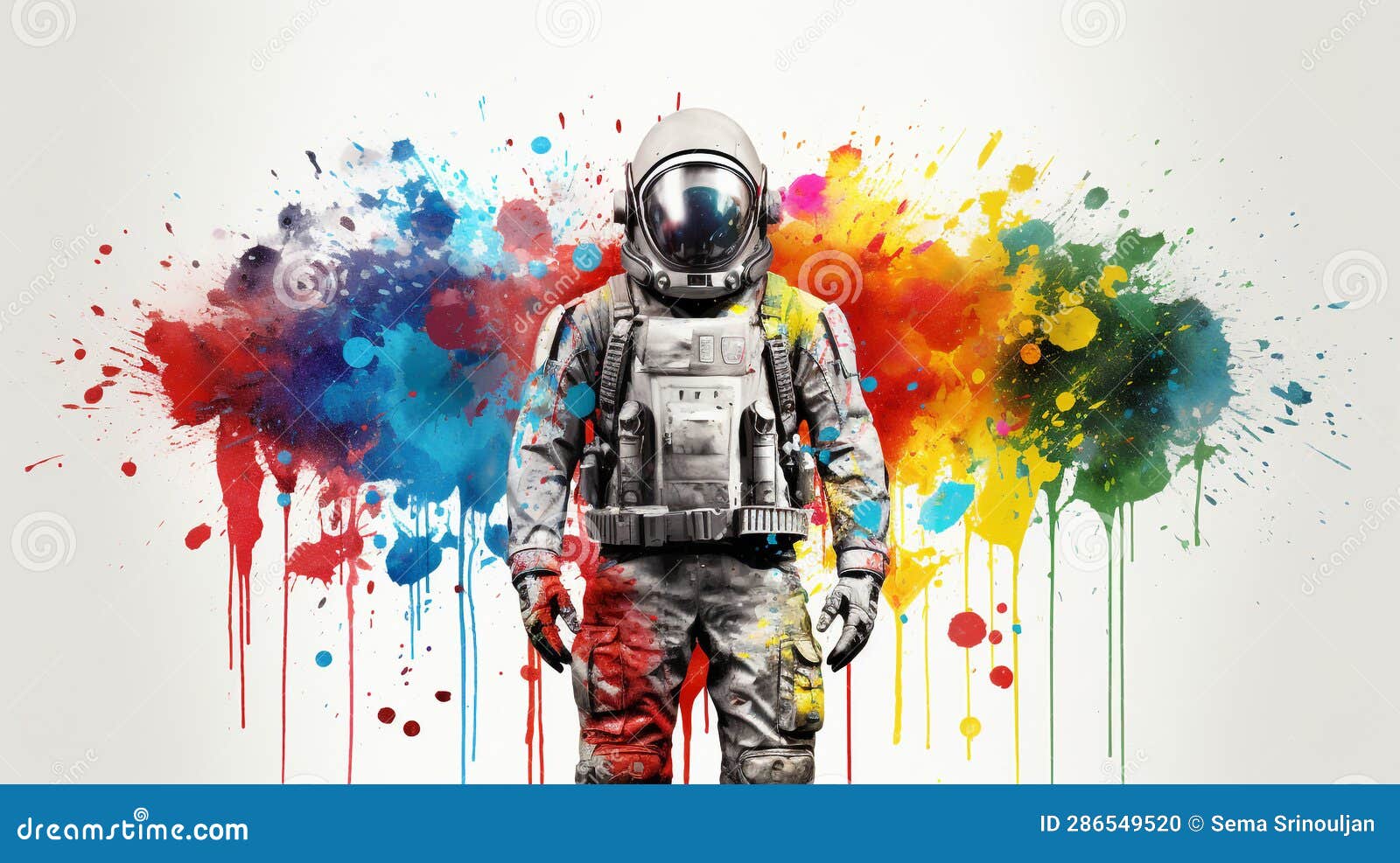 Abstract Splash Color of the Spaceman. Funny and Adventure Concept ...