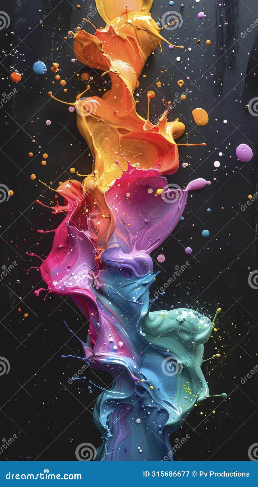 Abstract Splash of Colors on a Black Background. Stock Image - Image of ...