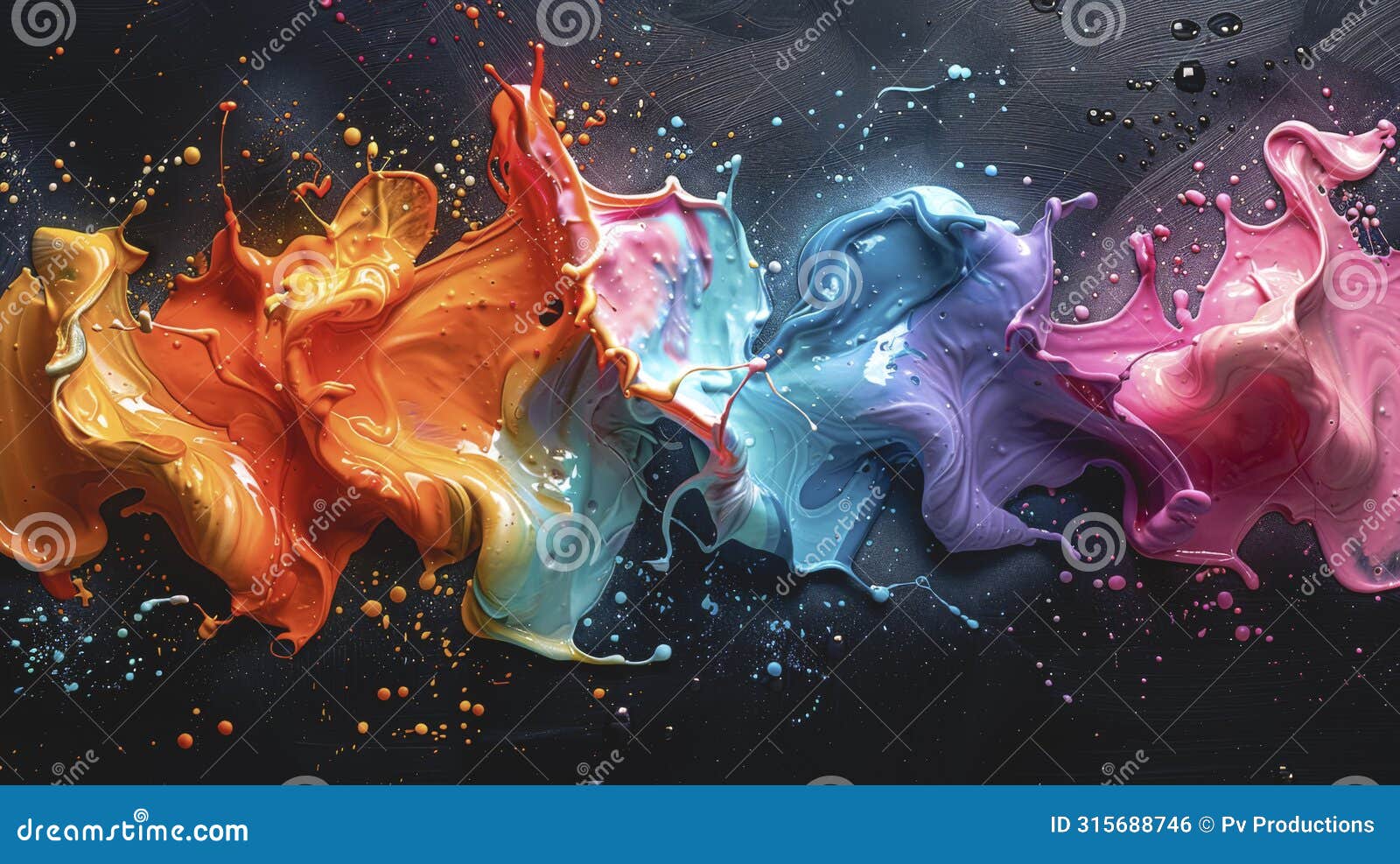 Abstract Splash of Colors on a Black Background. Stock Photo - Image of ...