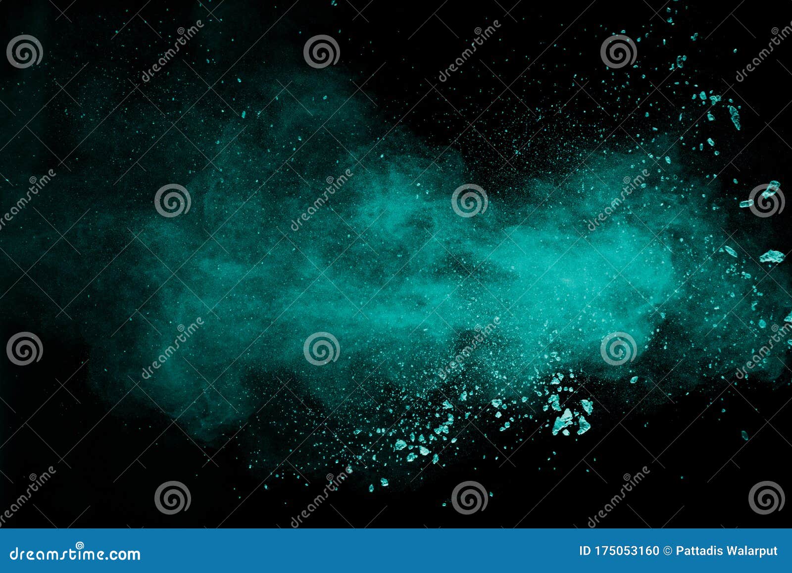 Abstract Splash of Green Colored Powder on Black Background.Green ...