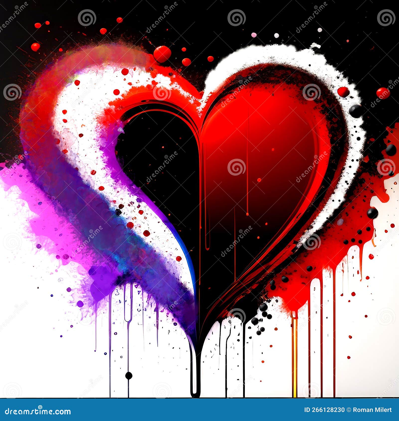 Abstract Splash Heart Shape Stock Illustration - Illustration of bright ...