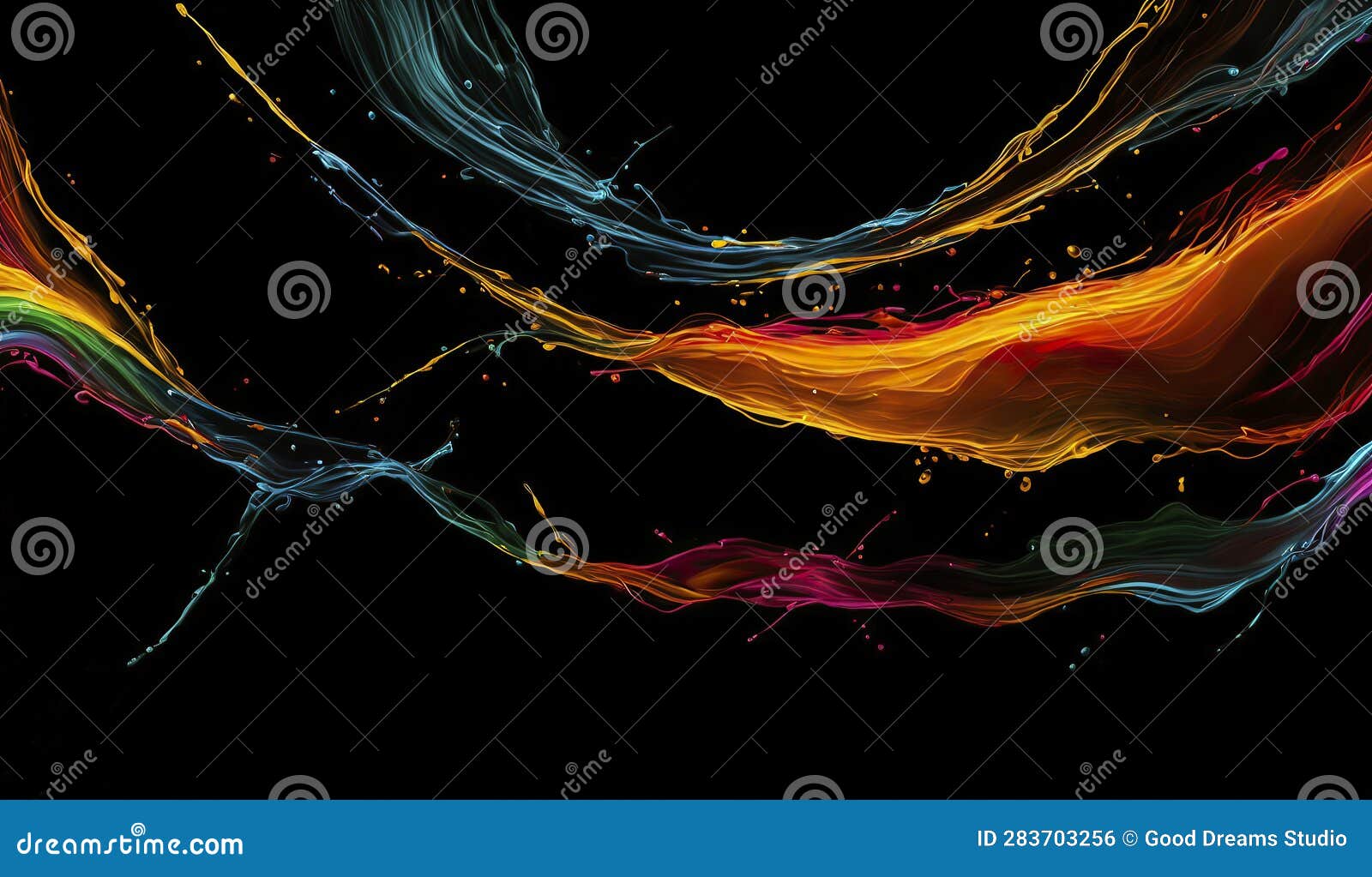 Abstract Splash Shades, Colour Wave Paint. Luxury in Lively Backgrounds ...