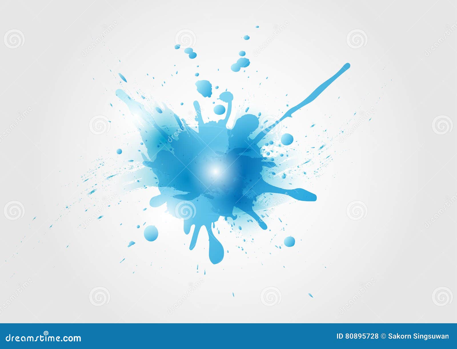 Splatter Blue Color Painting Ink Drops And Splashes. Blotter Spots ...