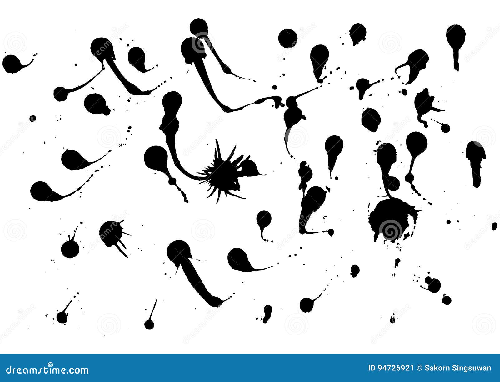 Abstract Splatter Paint Black Color Set. Stock Vector - Illustration of ...