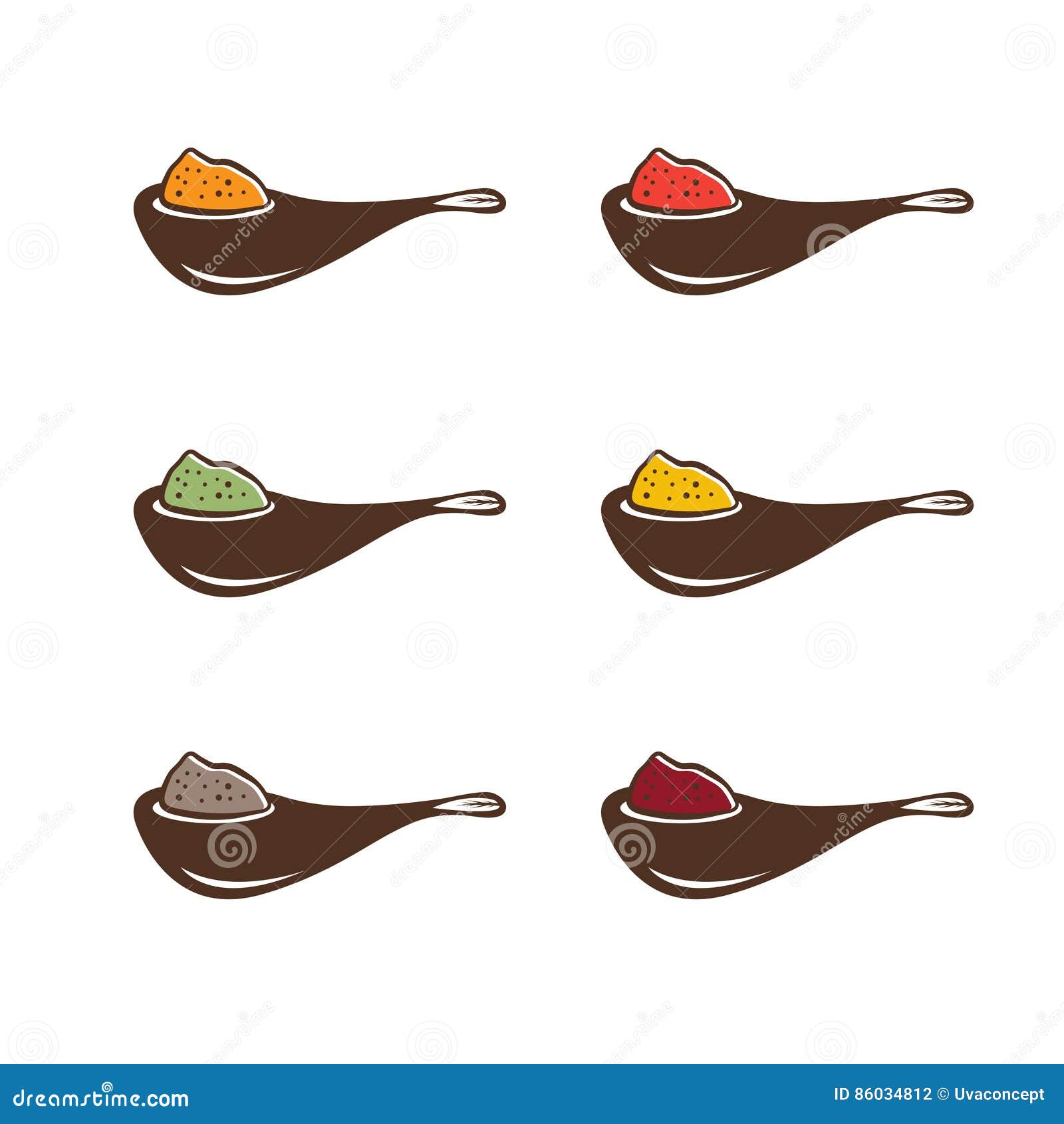 Abstract Spoons with Different Spices Vector Design Stock Vector ...