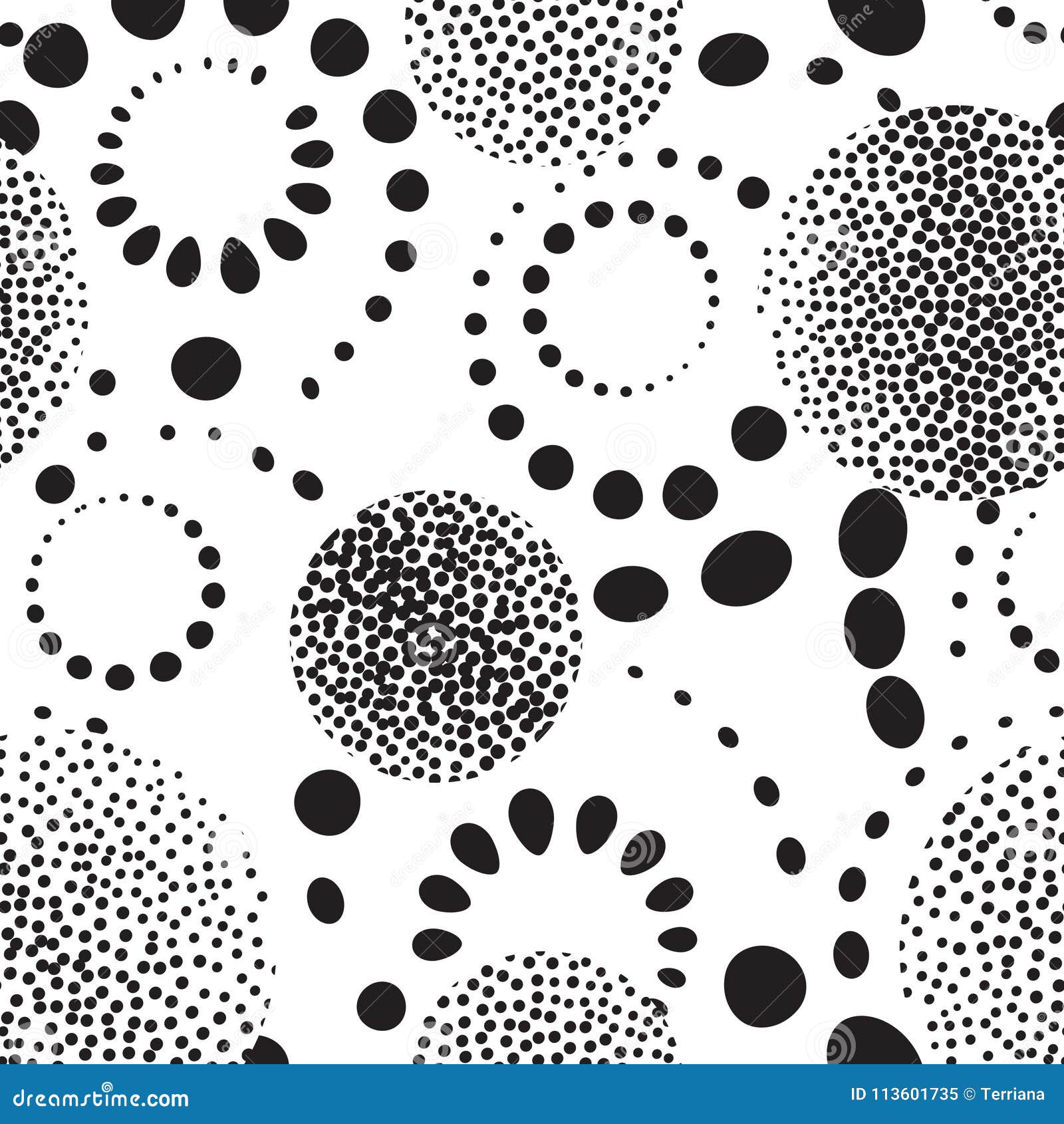 Abstract Spot Seamless Pattern. Chaotic Dotted Bubble Background Stock Illustration ...