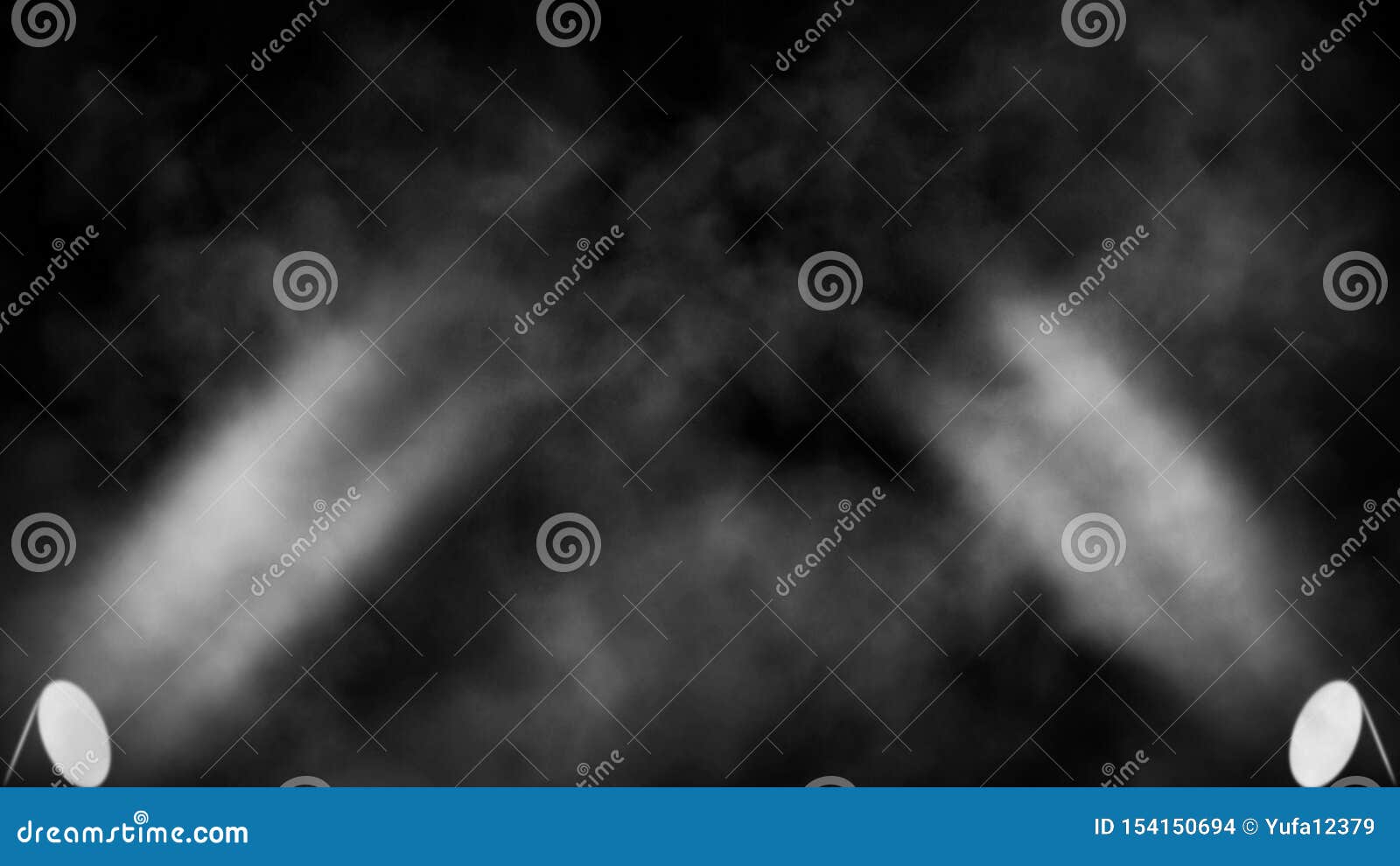 Abstract Spotlight with Smoke Mist Fog on a Black Background. Texture ...