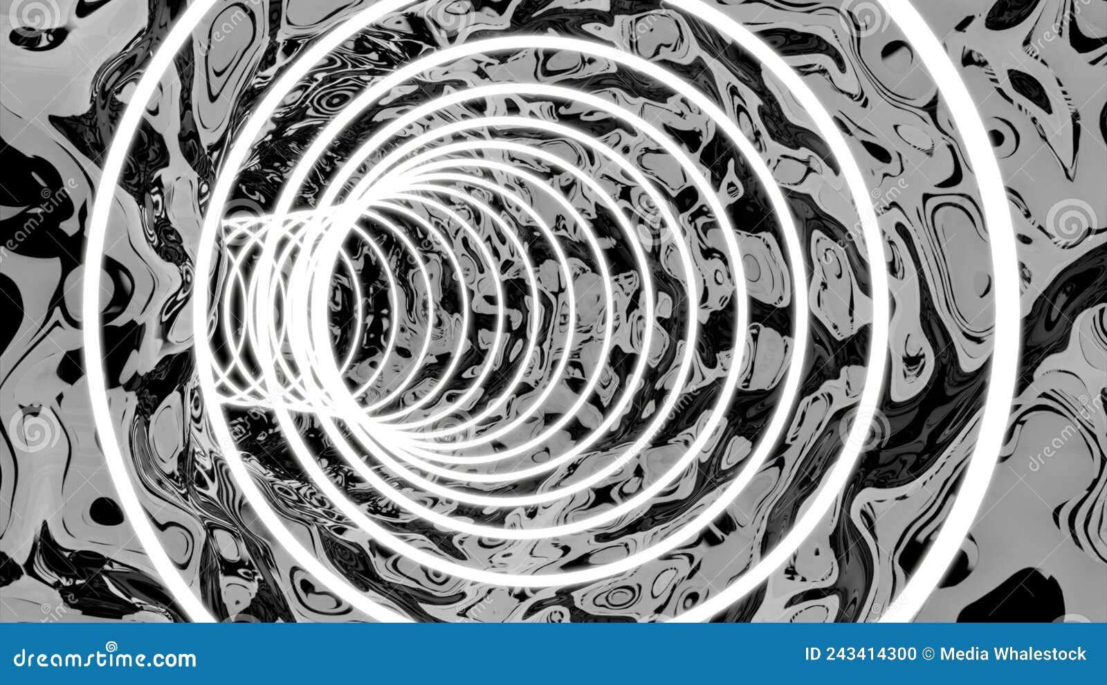 Abstract Spreading Signal Rings Creating Tunnel Effect, Seamless Loop ...