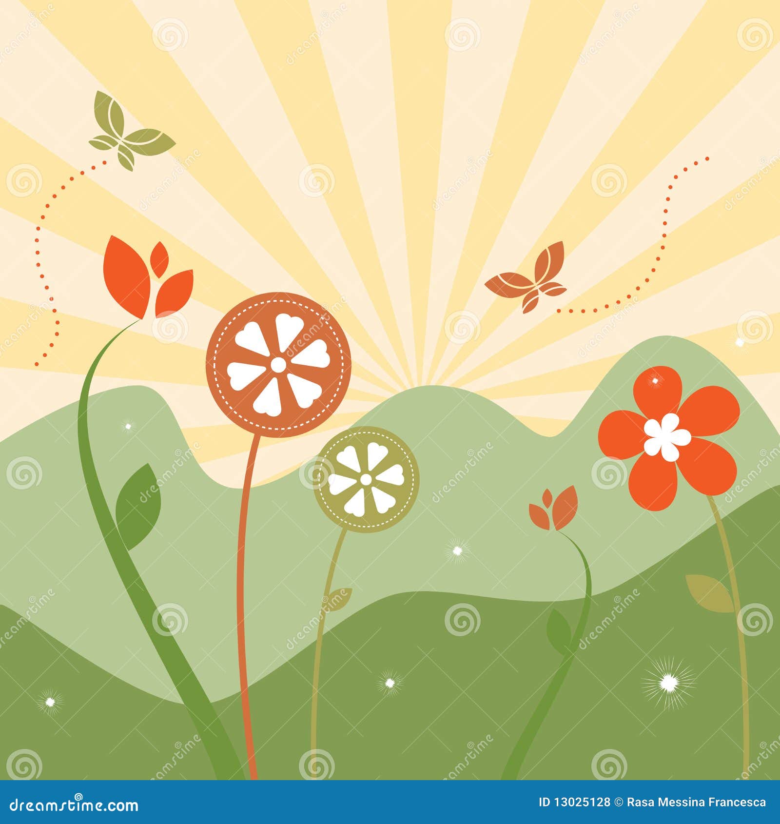 Abstract Spring Floral Landscape Stock Vector - Illustration of meadow ...