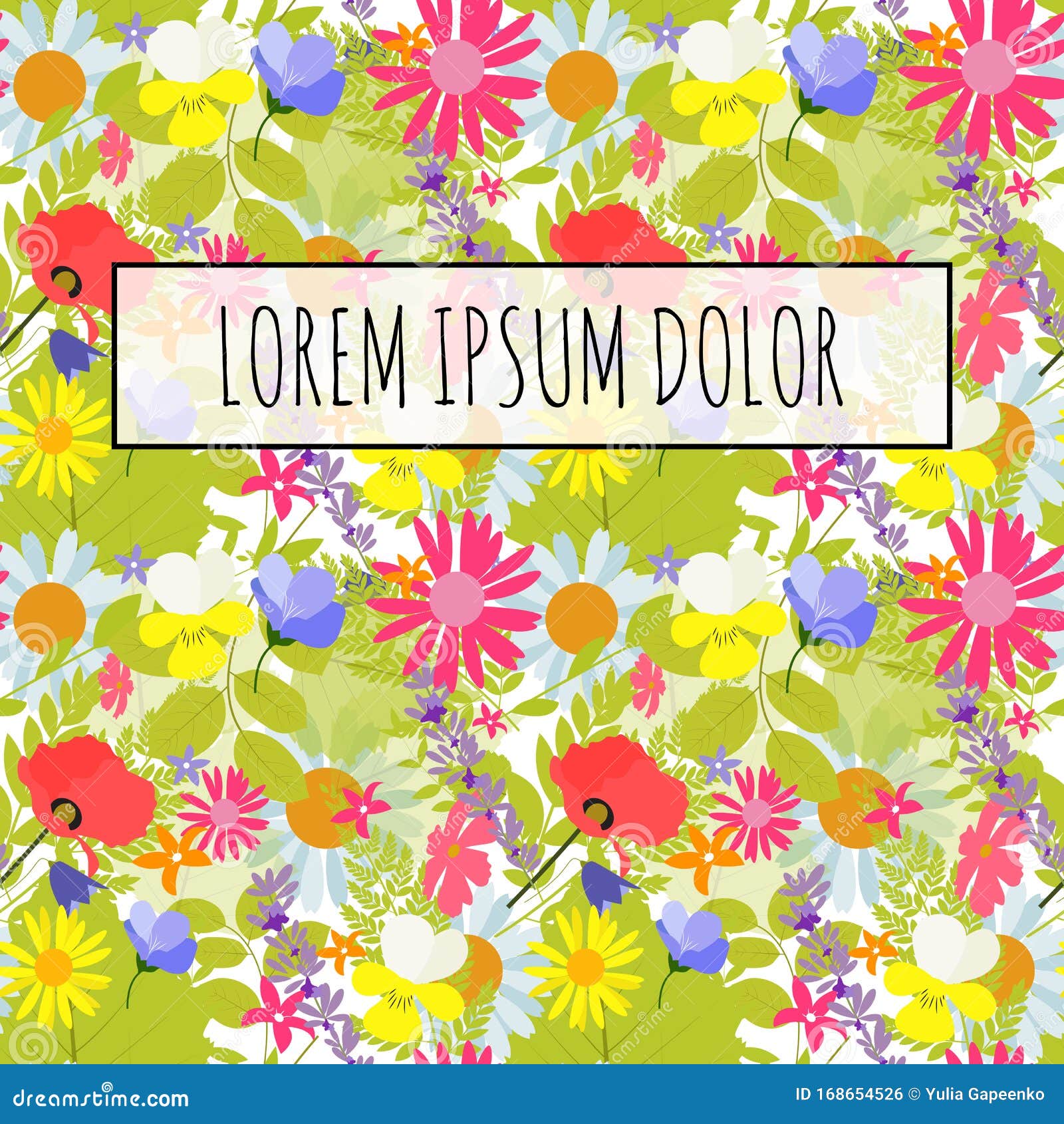 Abstract Spring Flower Pattern with Frame and Sample Text. Vector ...