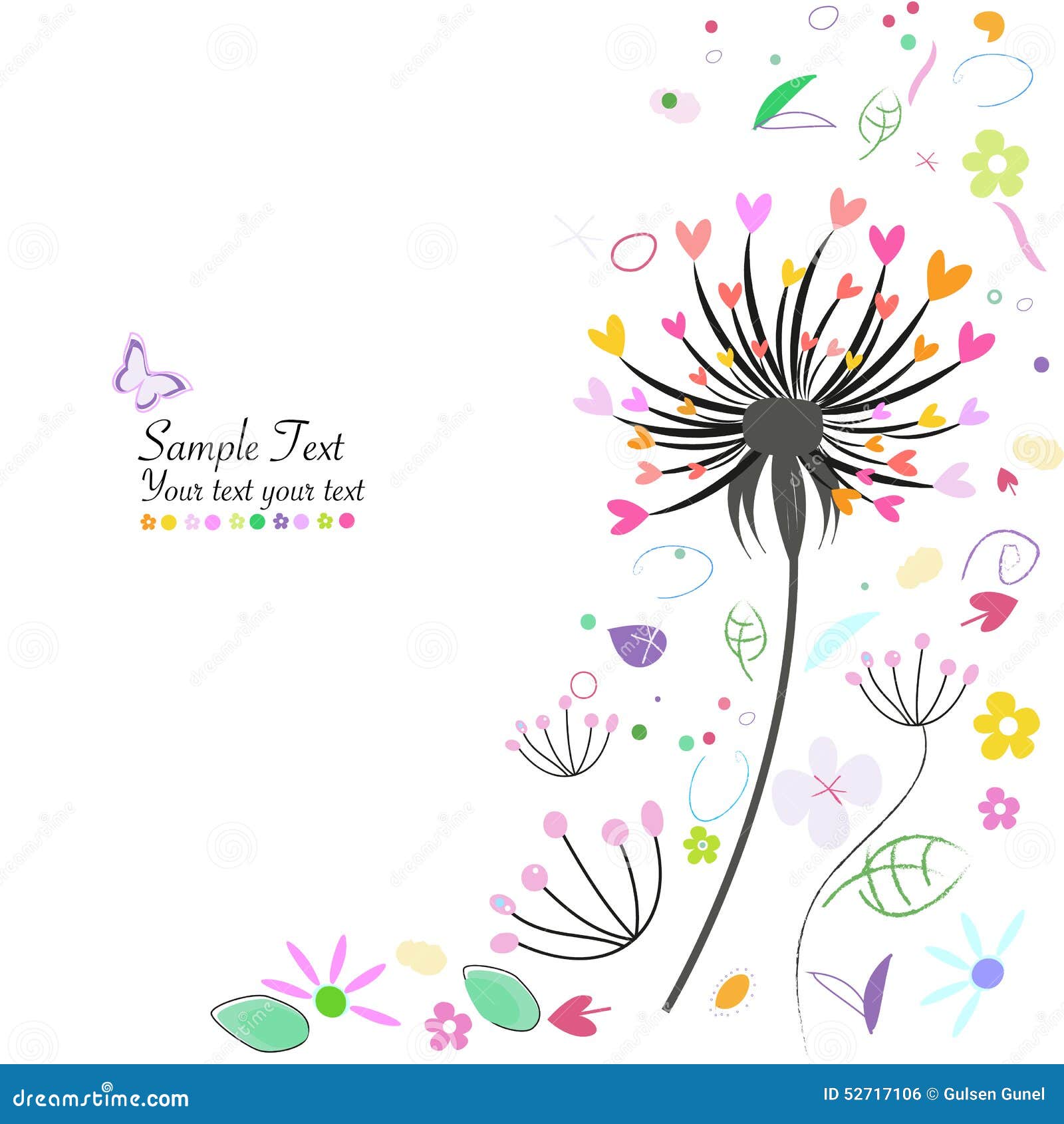 Abstract Spring Flowers and Dandelion Greeting Card Stock Vector ...
