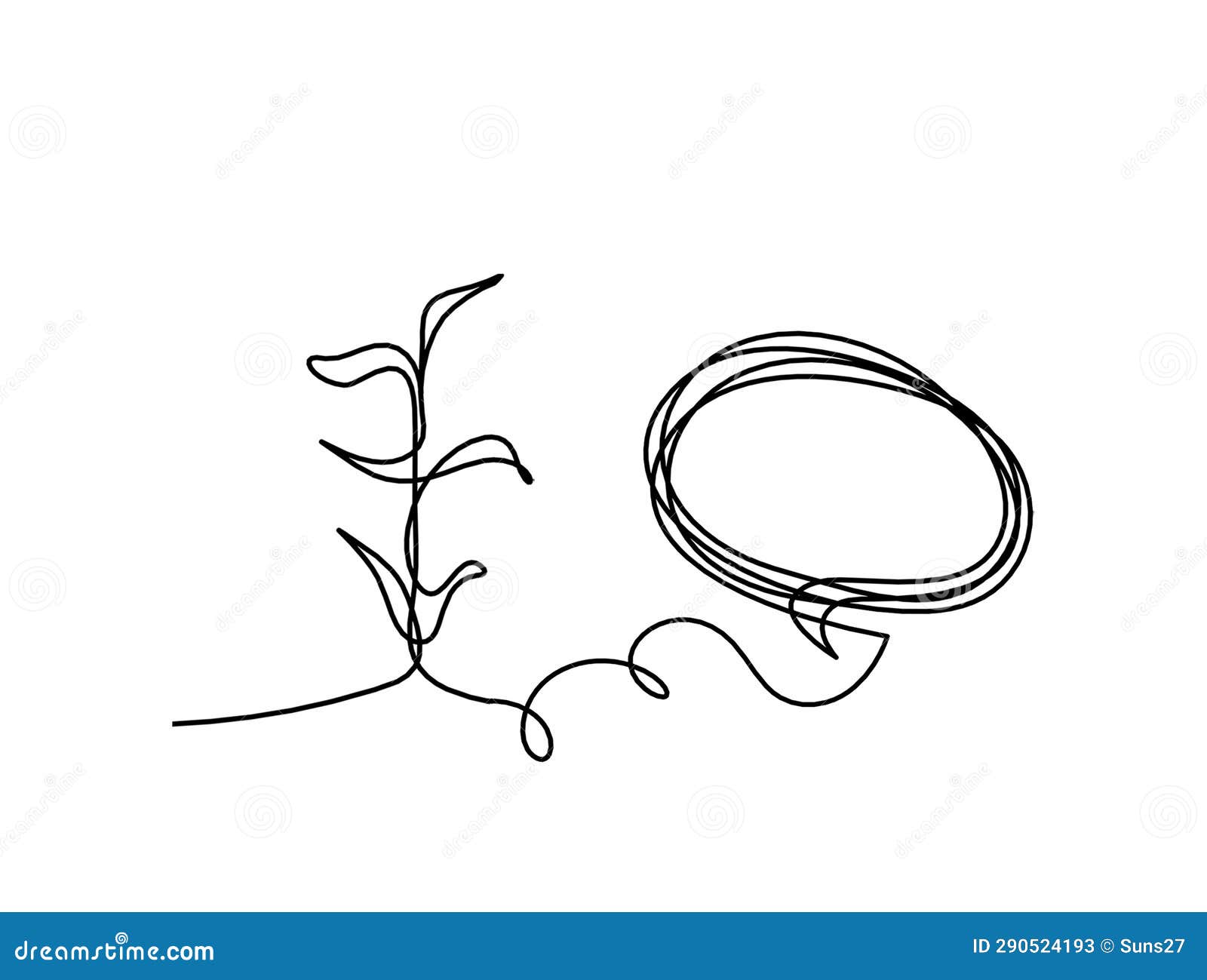 Abstract Sprout with Comment As Line Drawing on the White Stock ...