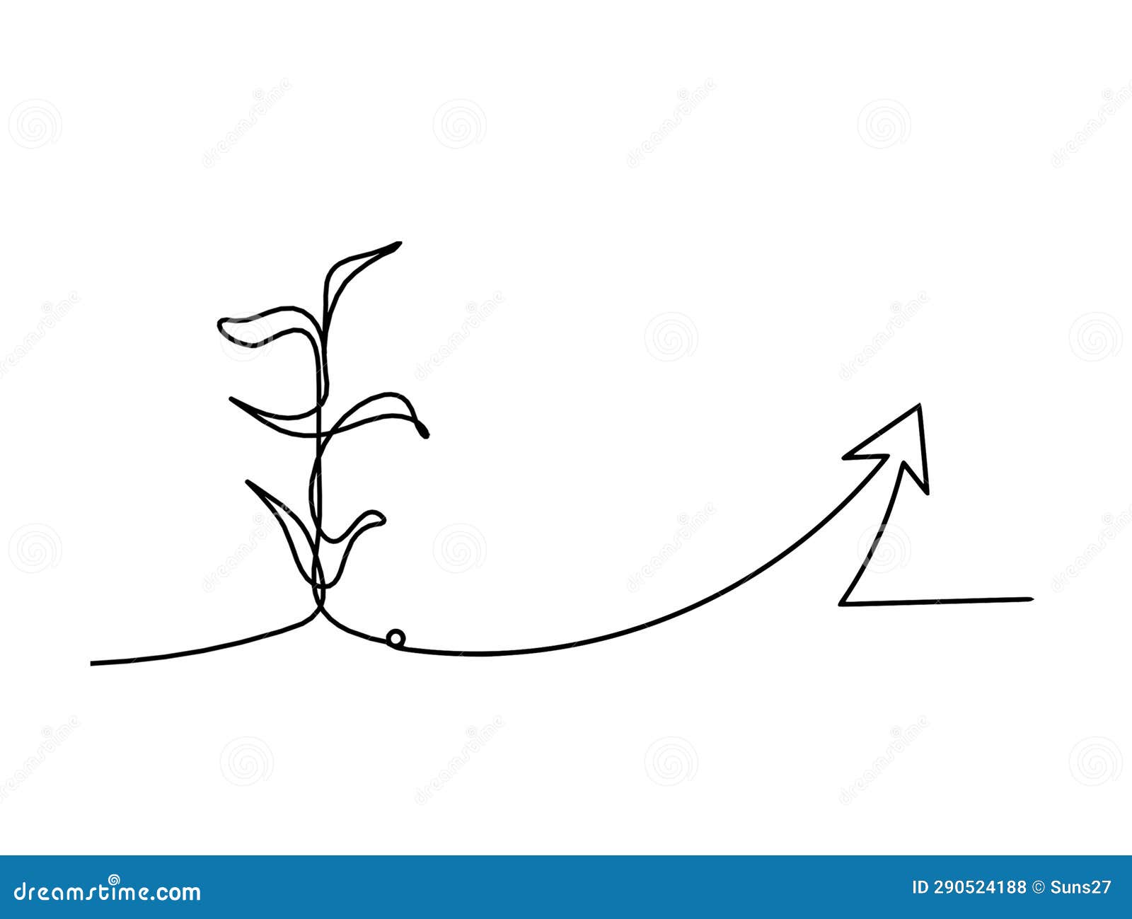 Abstract Sprout with Direction As Line Drawing on the White Stock ...