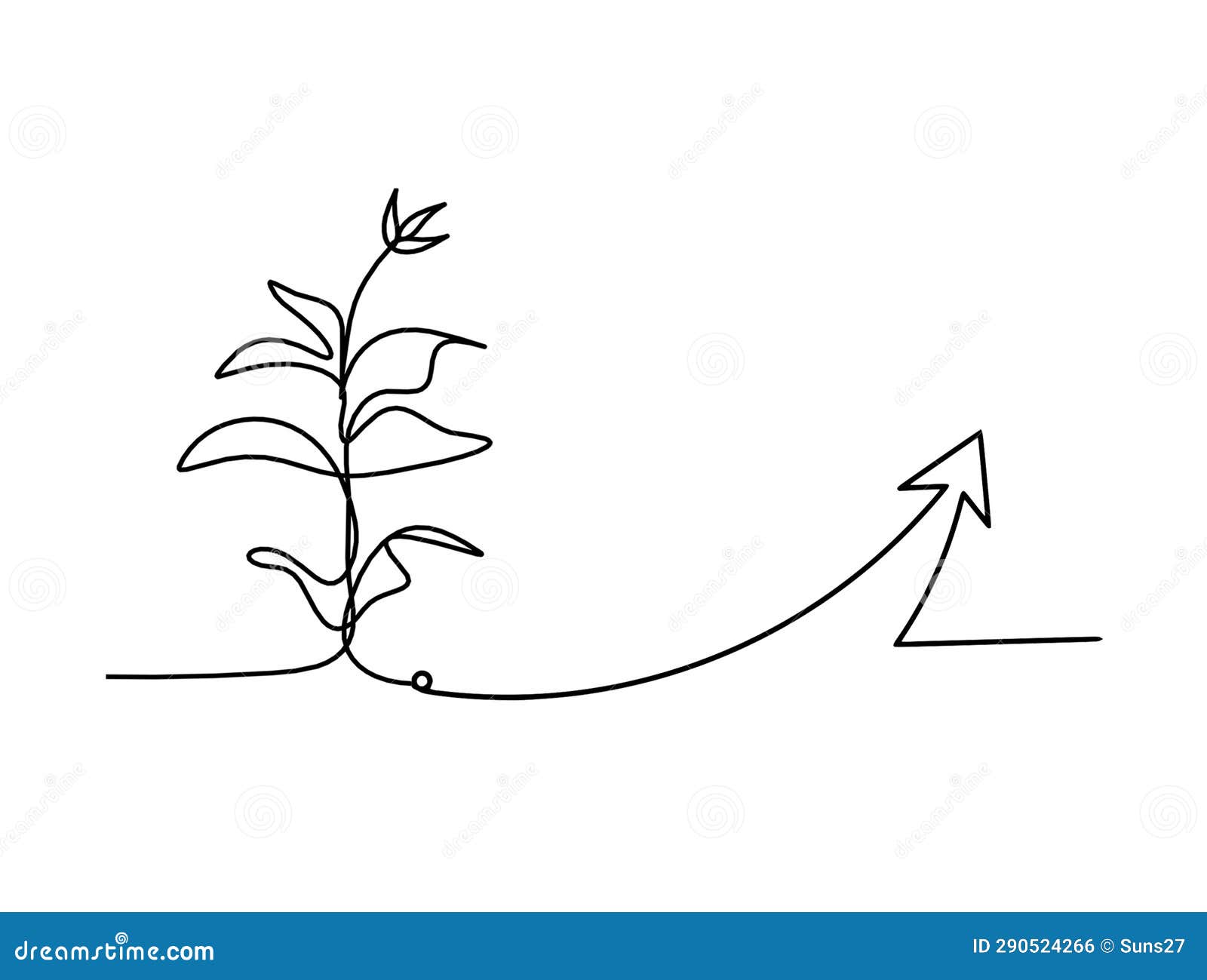 Abstract Sprout with Direction As Line Drawing on the White Stock ...