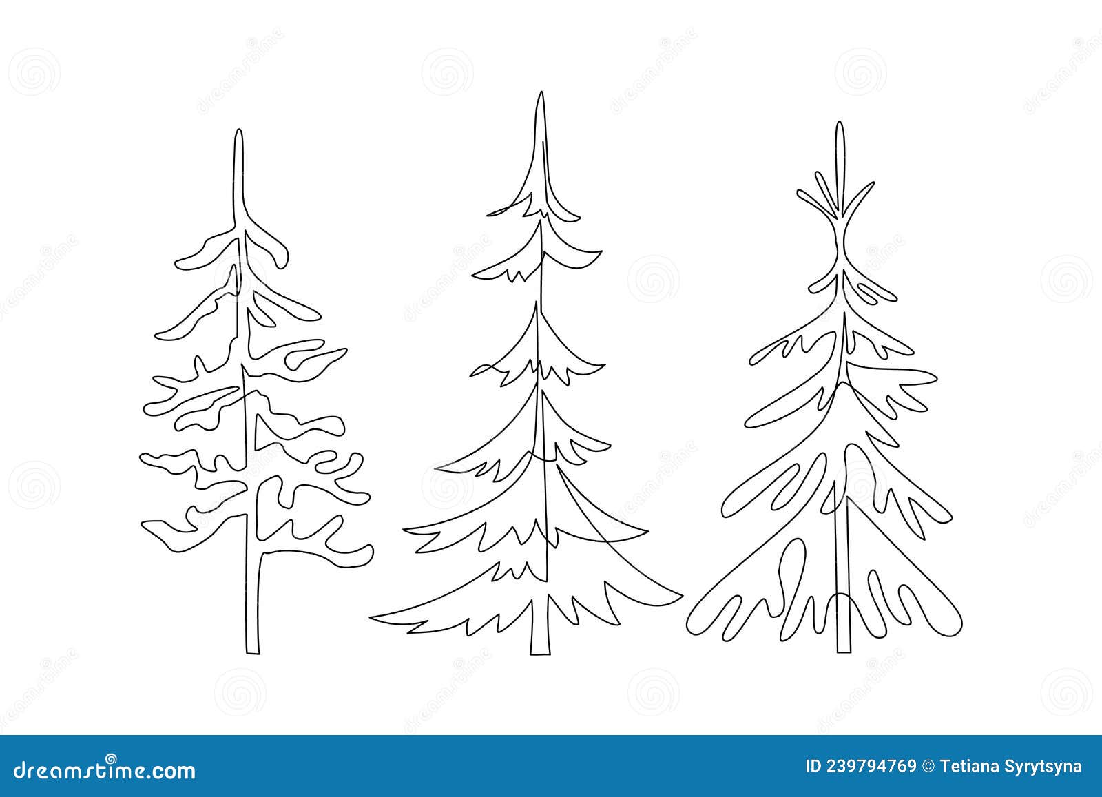 Abstract Spruce Tree Set Isolated on White Background Stock Vector ...