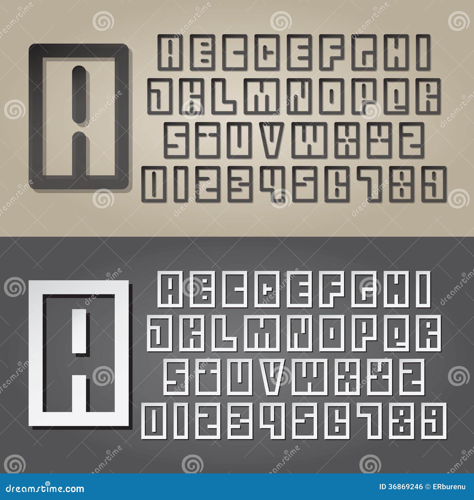 Square Alphabet Letters And Numbers Vector Illustration | CartoonDealer ...