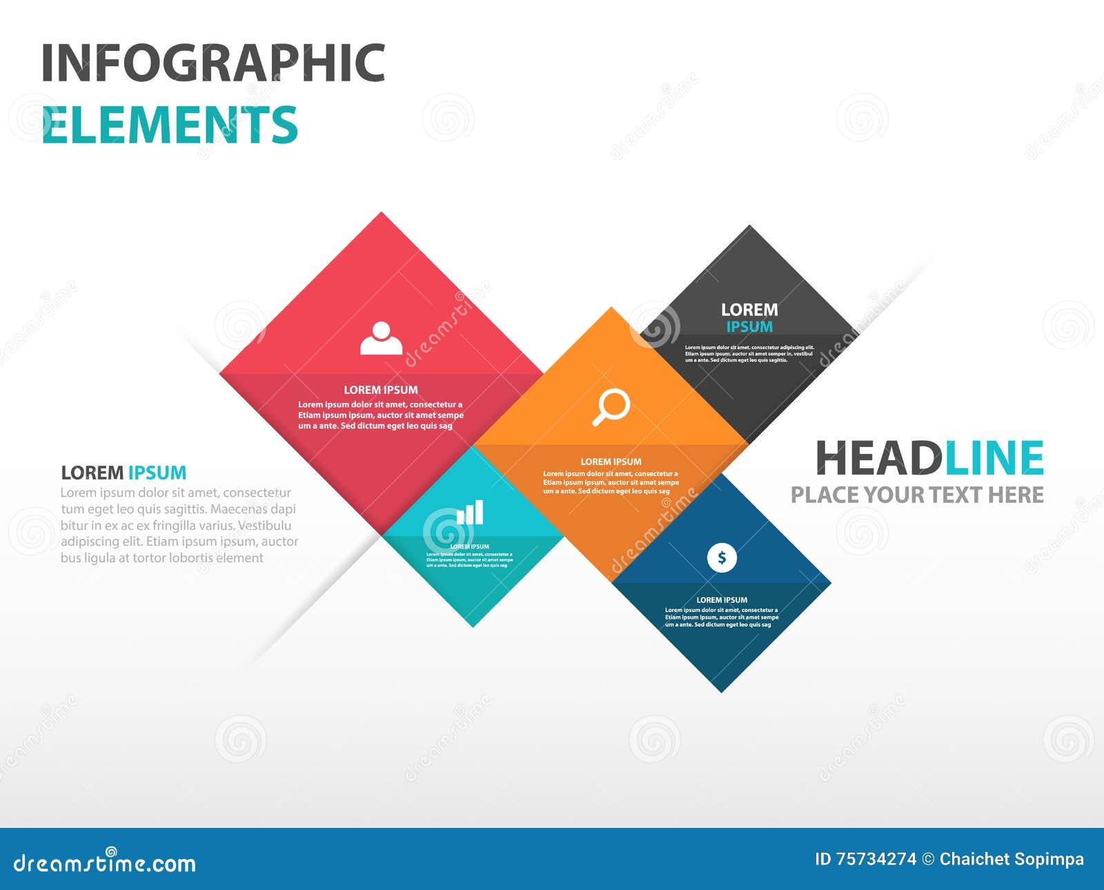 Abstract 5 Square Business Infographics Elements, Presentation Template ...