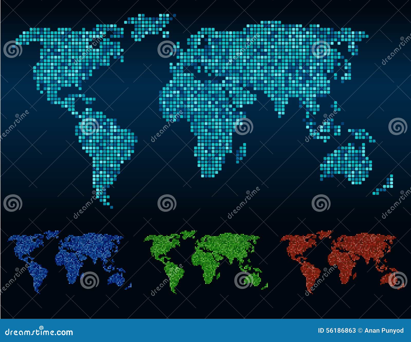 Abstract Square Corners World Map Vector 4 Tone Color Stock Vector ...