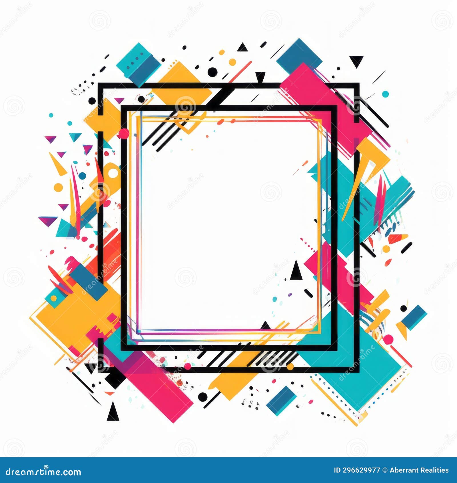 Abstract Square Frame with Colorful Geometric Shapes Stock Illustration ...
