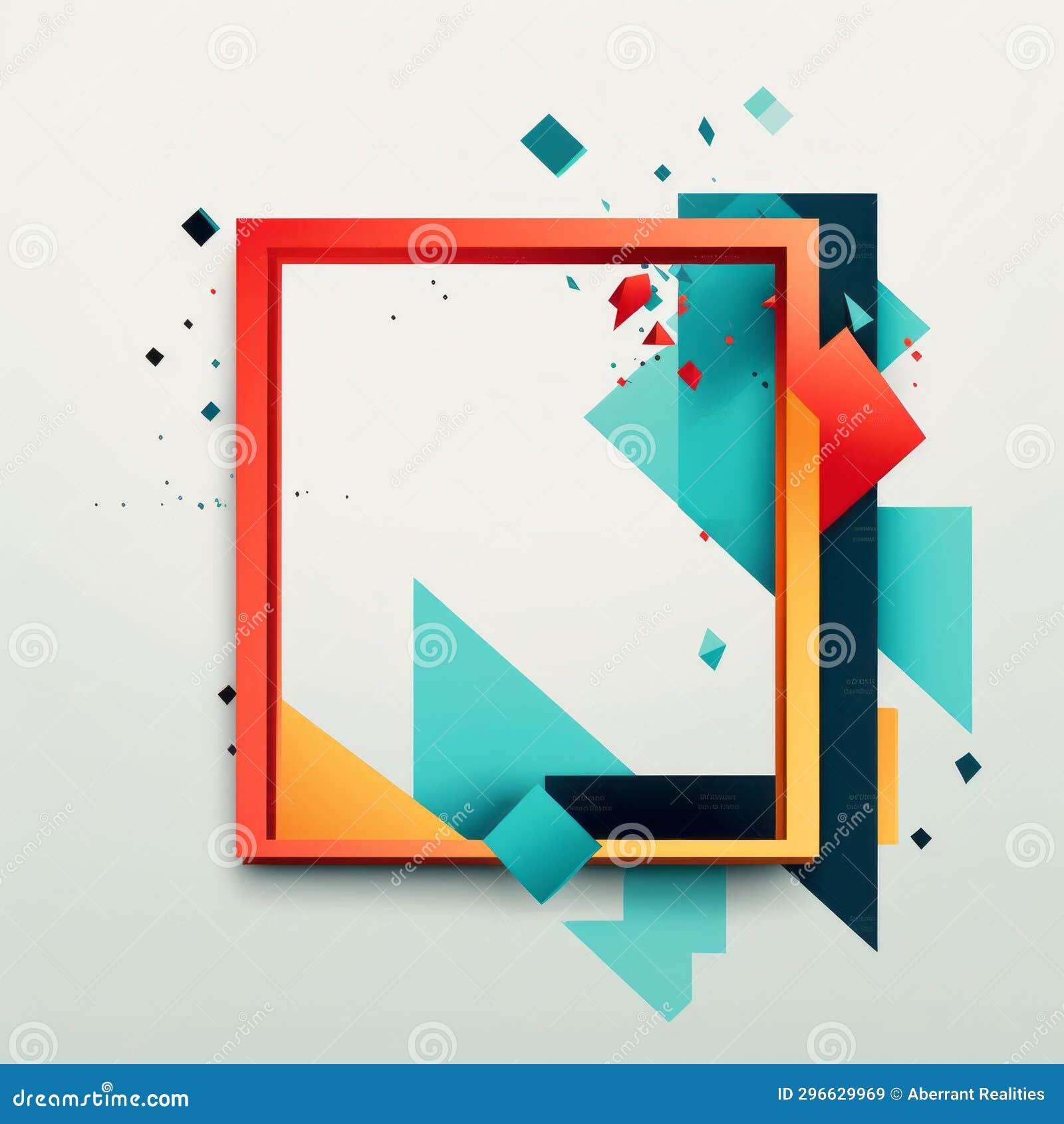 Abstract Square Frame with Colorful Geometric Shapes on a White ...
