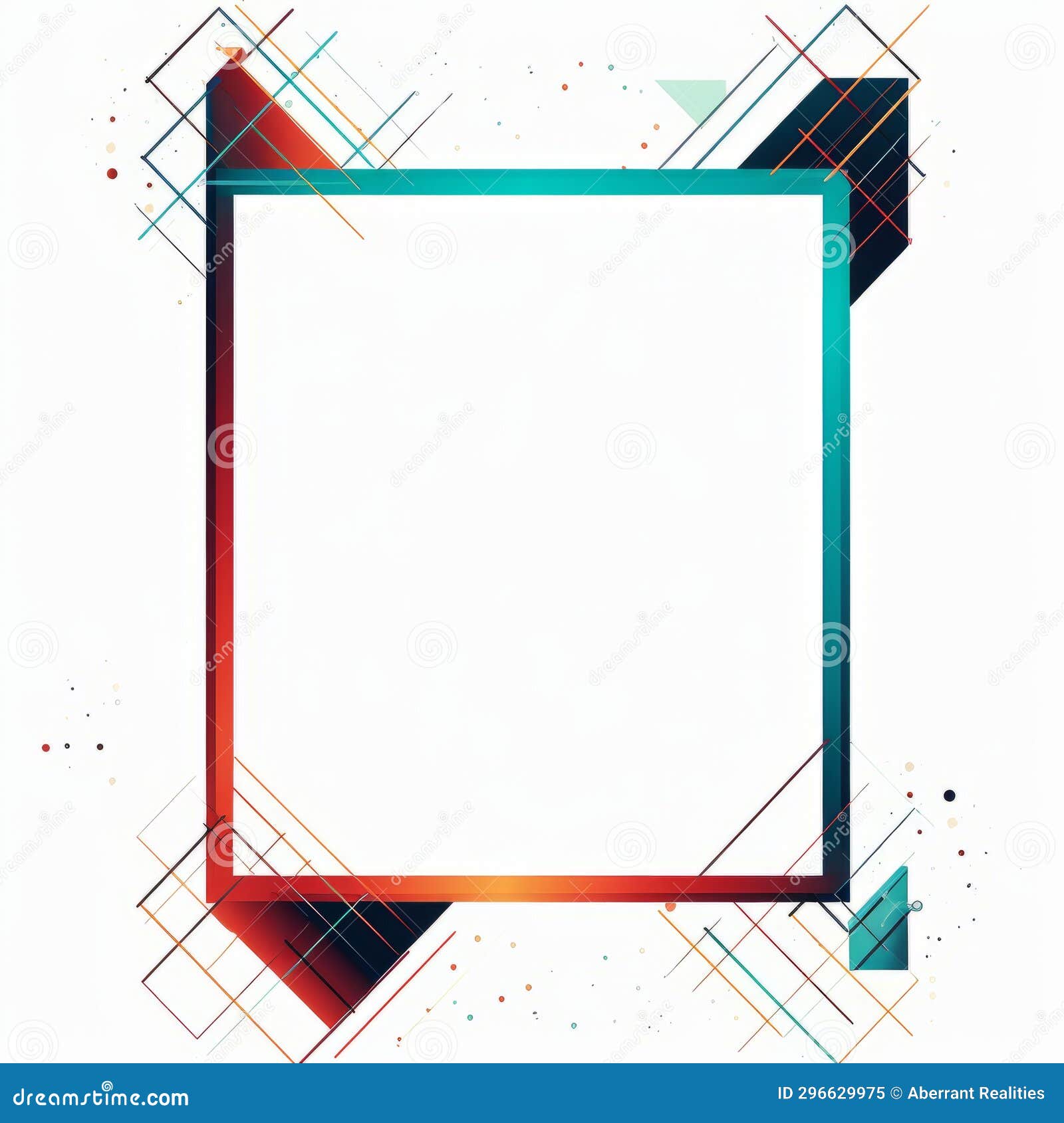 Abstract Square Frame with Colorful Geometric Shapes on a White ...