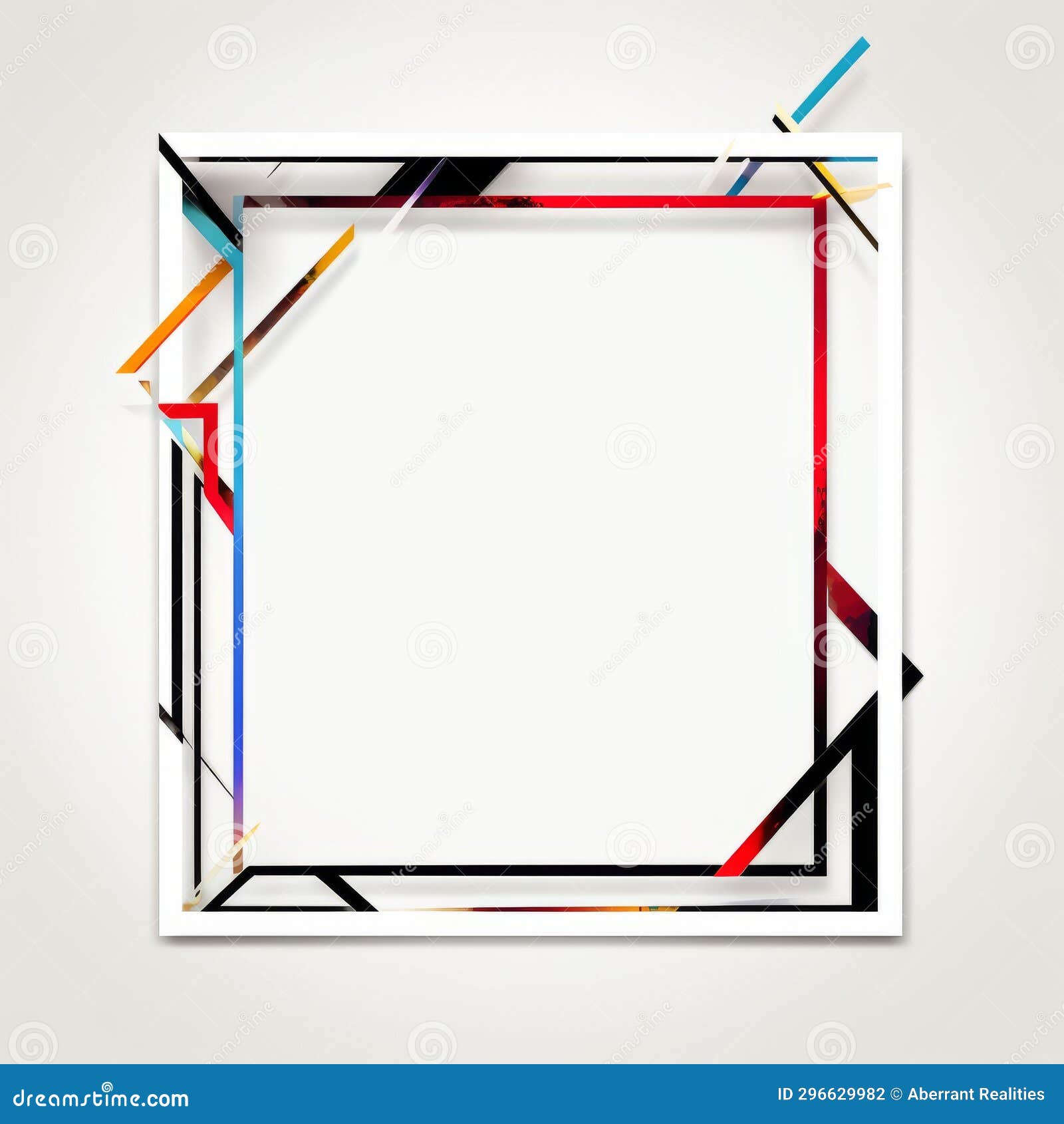 Abstract Square Frame with Colorful Lines on a White Background Stock ...