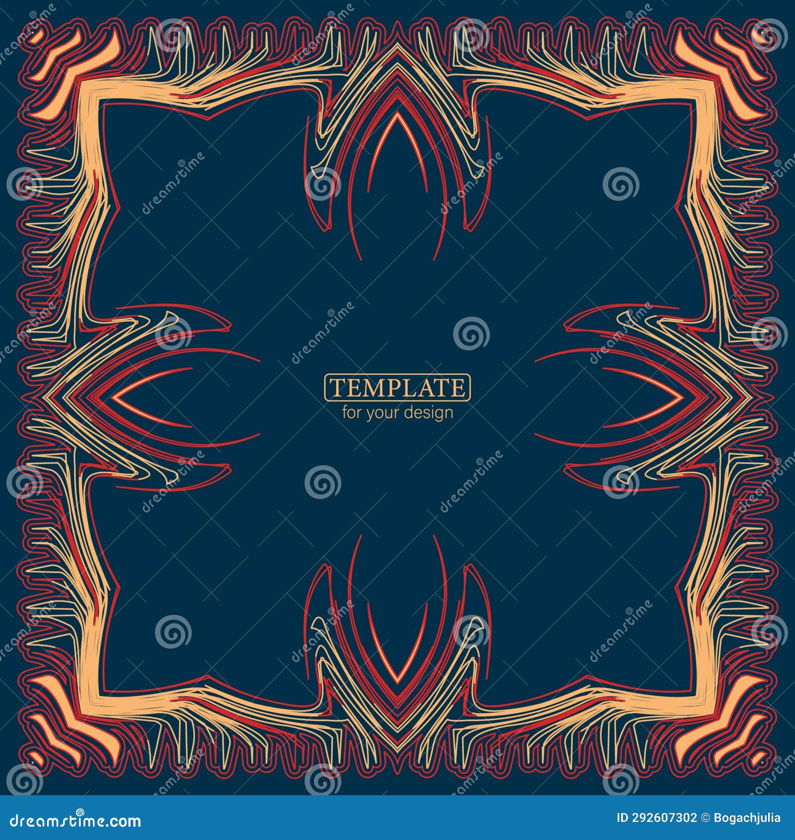 Abstract Square Frame with Dynamic Curved Lines Stock Illustration ...