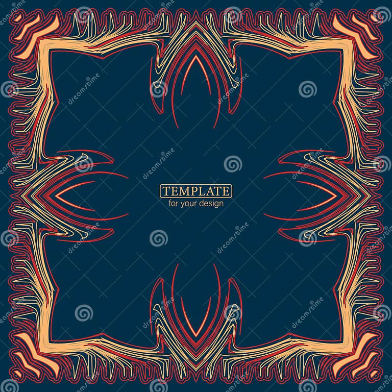 Abstract Square Frame with Dynamic Curved Lines Stock Illustration ...