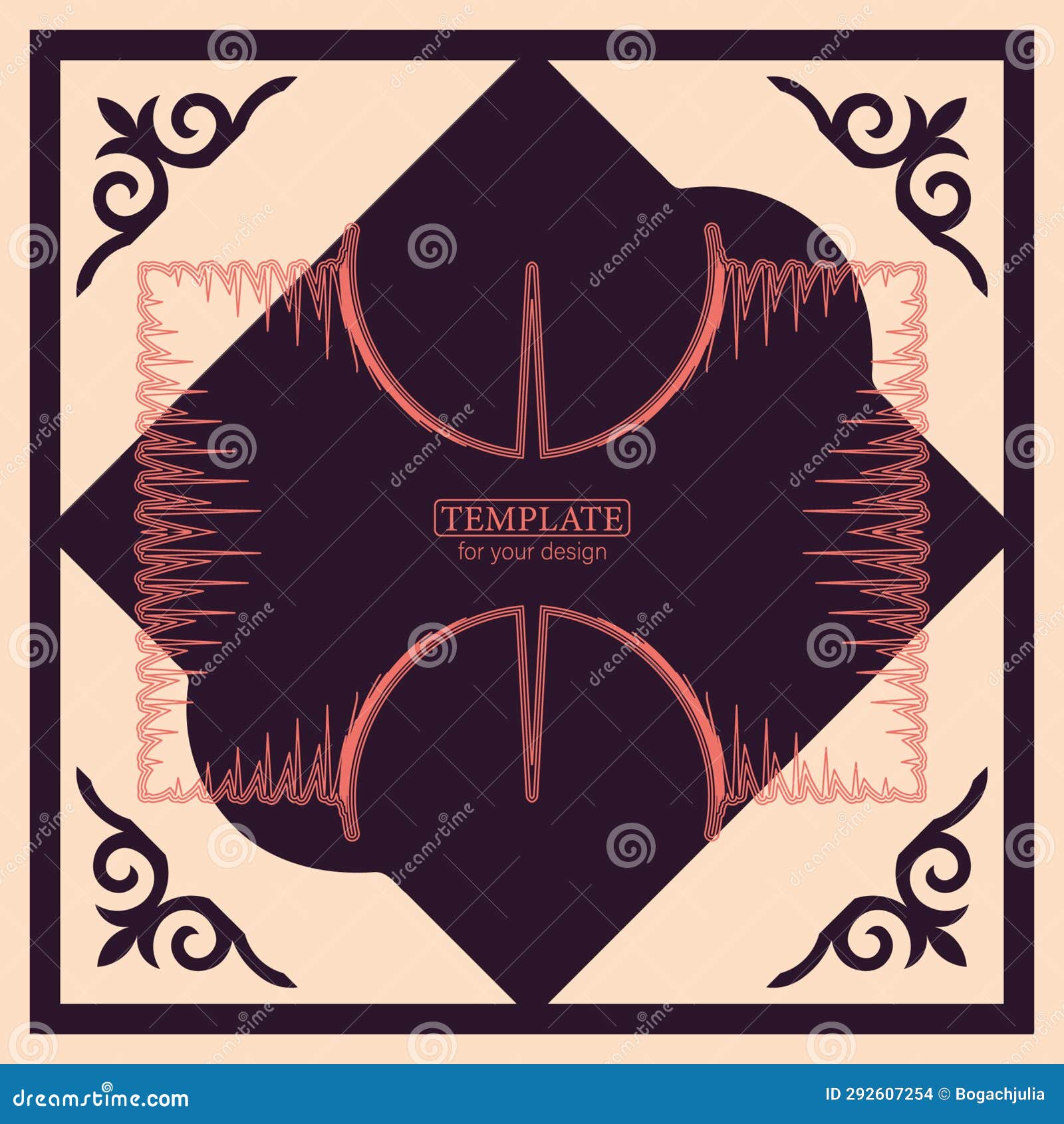 Abstract Square Frame with Dynamic Curved Lines Stock Vector ...