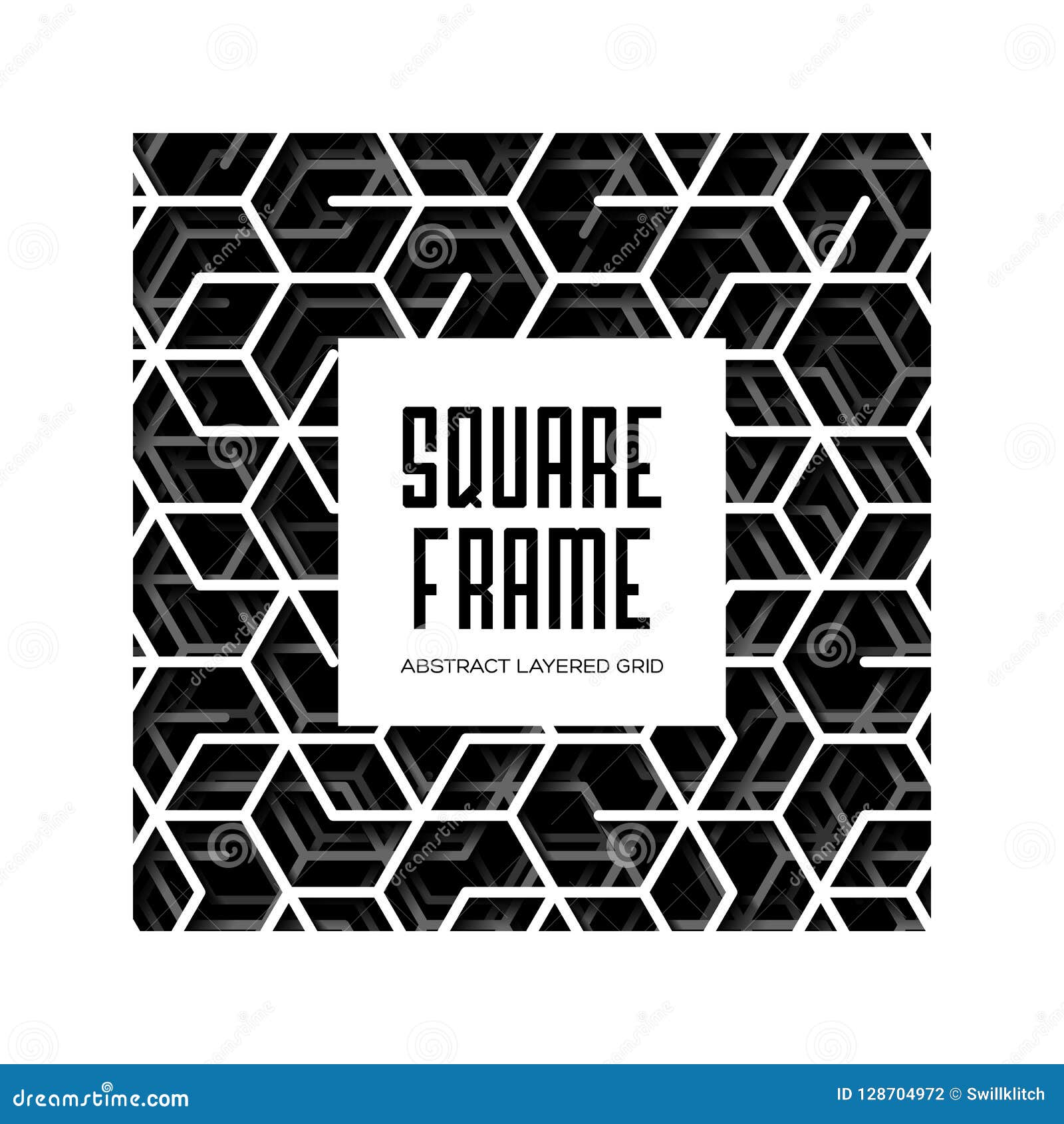Abstract Square Frame with Layered Lines Triangular Grid and Shadow ...