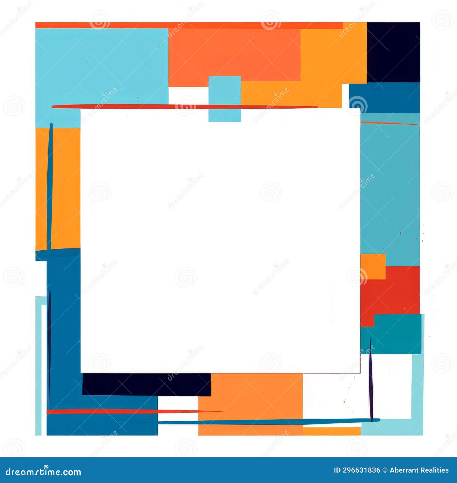 An Abstract Square Frame with Orange Blue and White Squares Stock ...