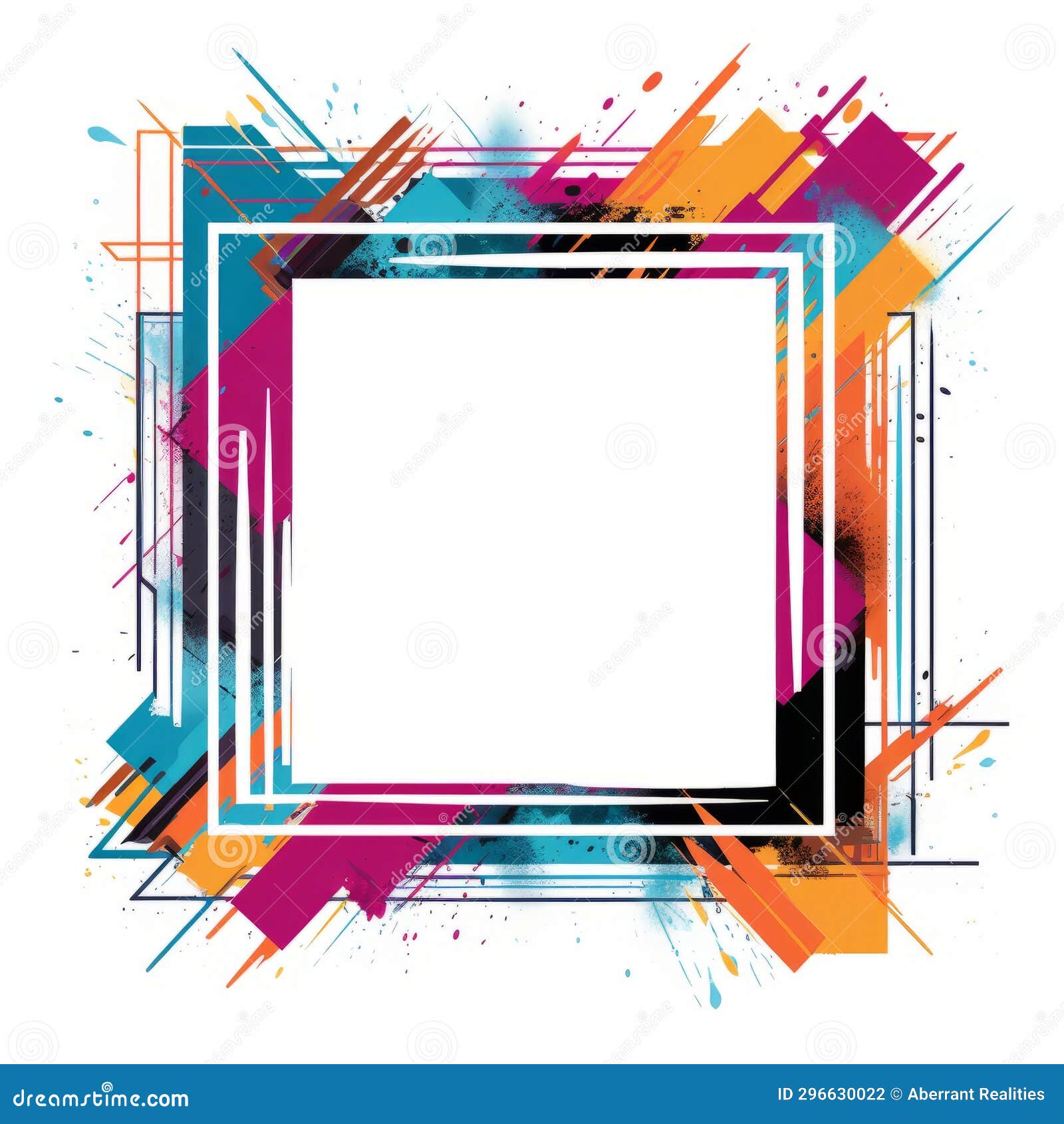 Abstract Square Frame with Paint Splatters Vector Illustration Stock Illustration - Illustration ...