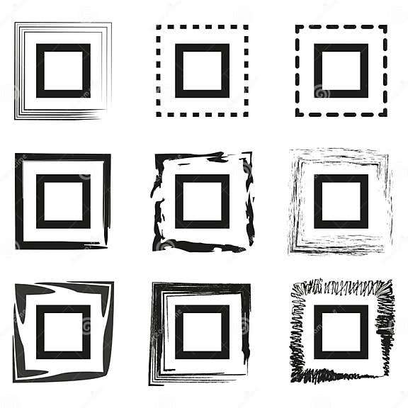 Abstract Square Frames. Grunge Border Design. Decorative Square ...