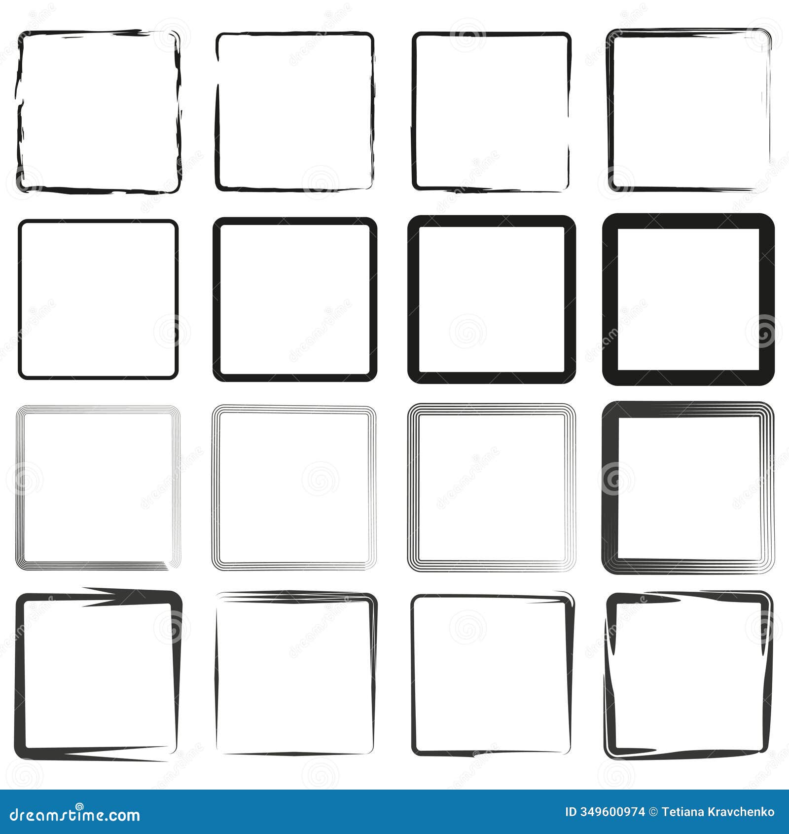 Abstract Square Frames. Hand Drawn Border. Minimal Black Shapes. Vector ...
