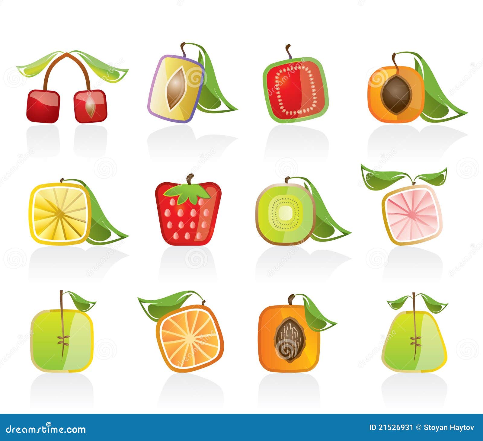 Abstract Square Fruit Icons Stock Vector - Illustration of computer ...