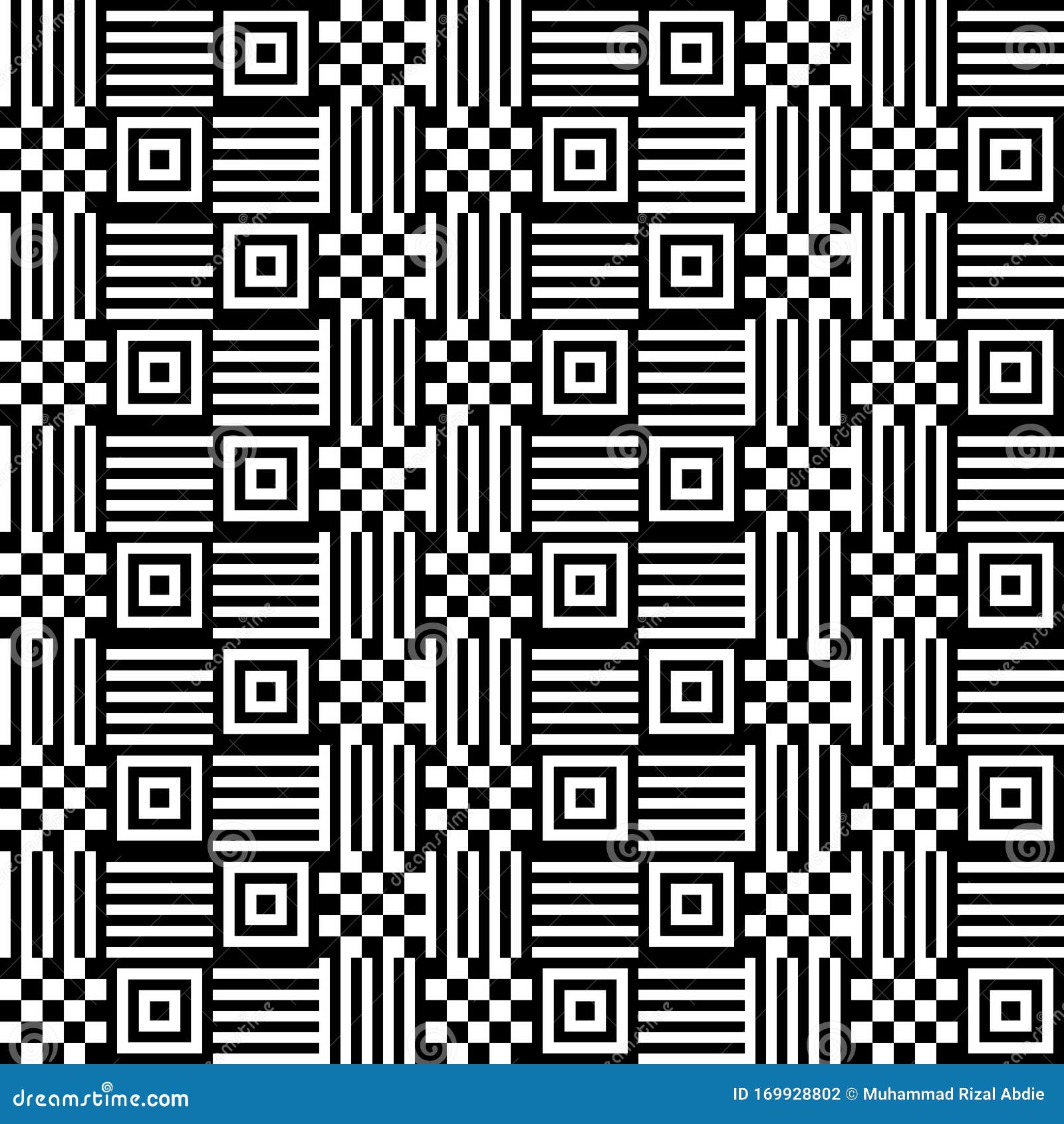 Abstract Square Geometric Monochrome Seamless Pattern Stock Vector ...