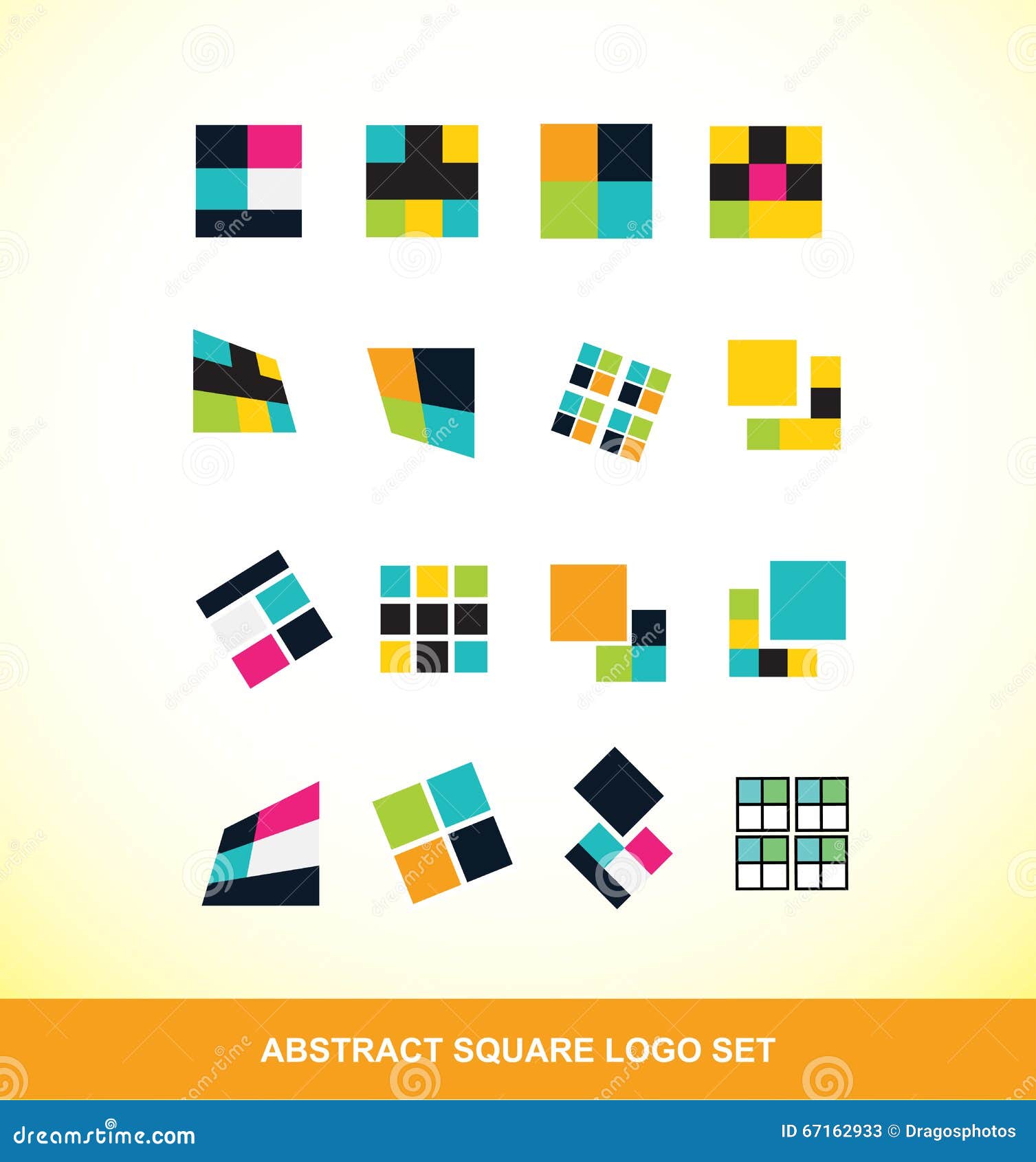 Abstract Square Logo Icon Set Stock Vector - Illustration of square ...