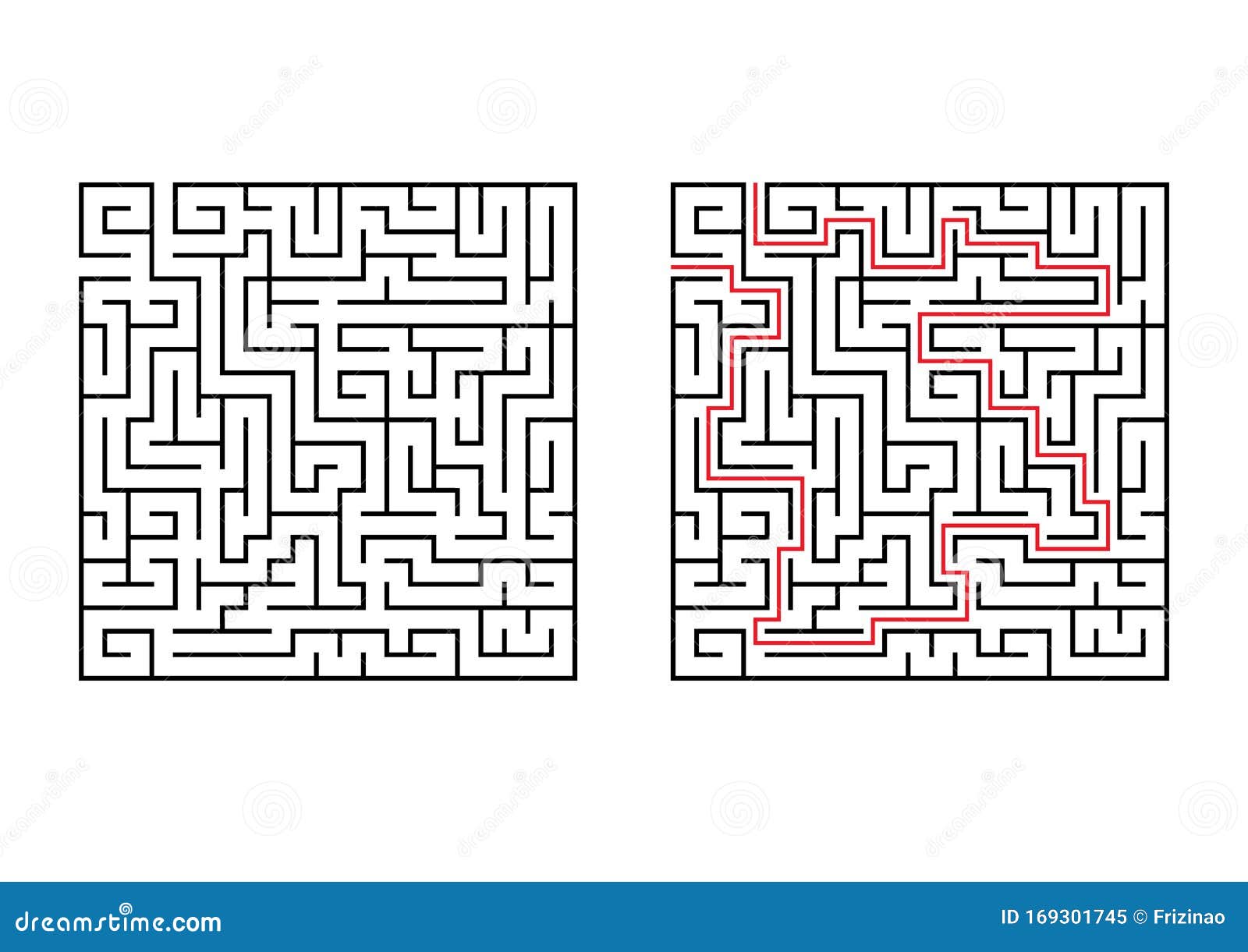 Abstract Square Maze. Simple Flat Vector Illustration Isolated on White ...