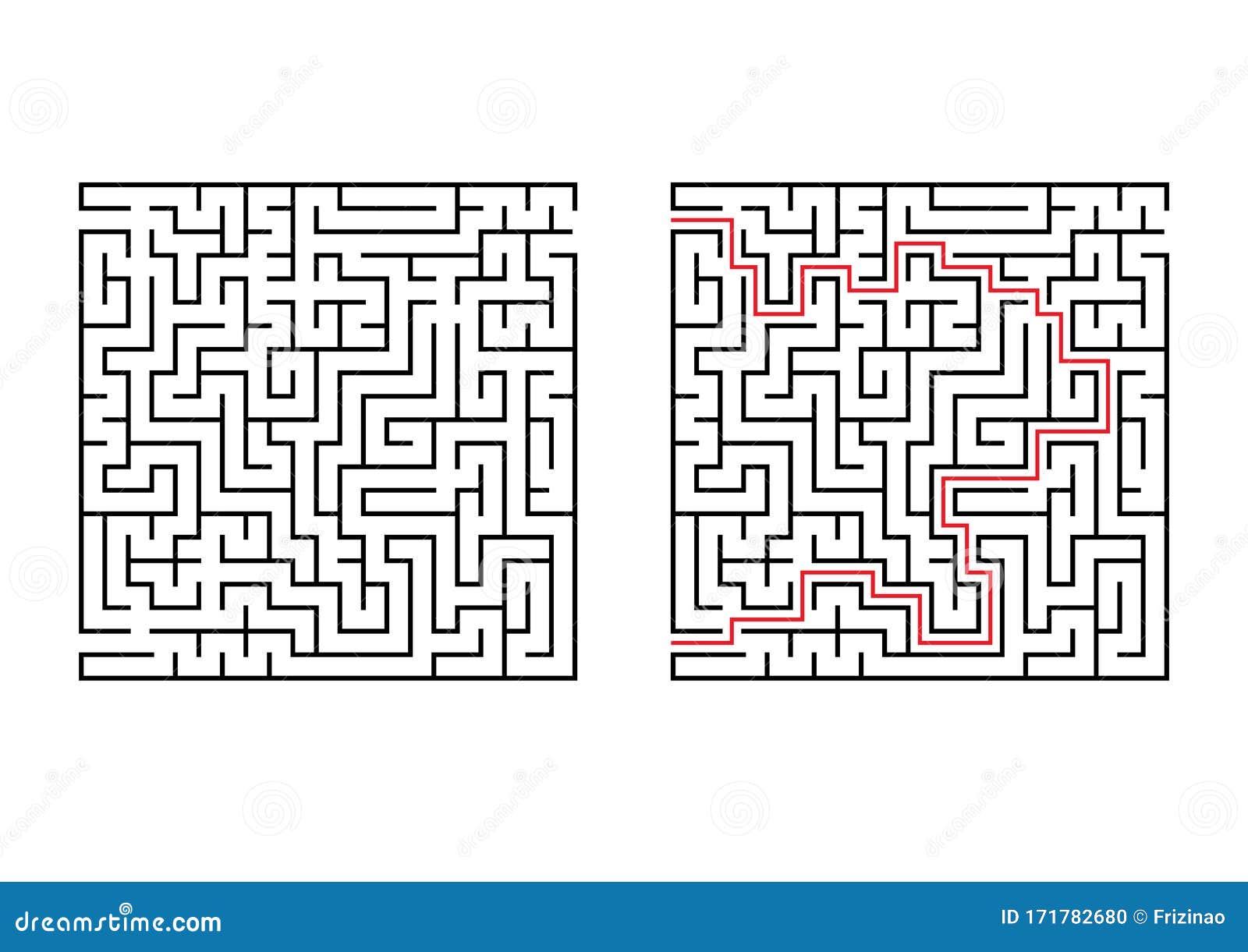 Abstract Square Maze. Simple Flat Vector Illustration Isolated on White ...
