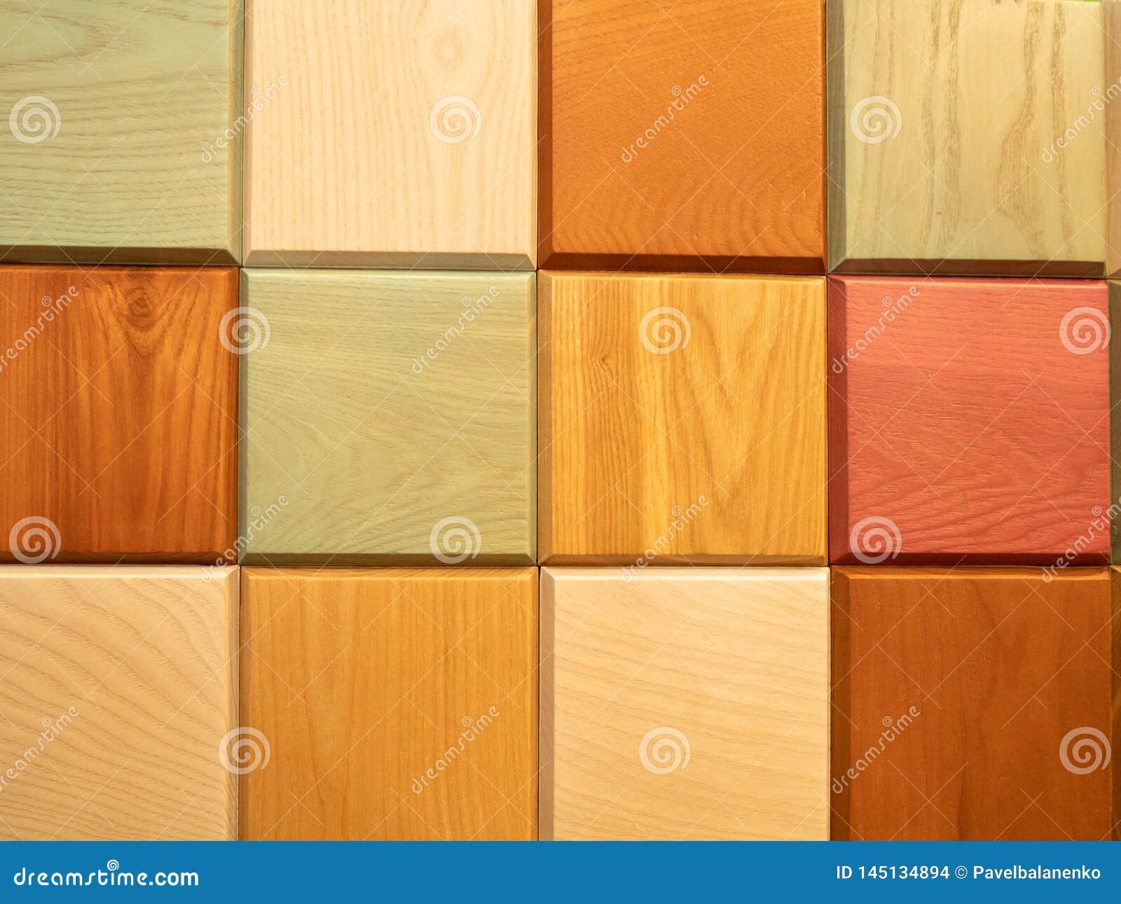 Abstract Square Pattern Made from Colorful Wooden Blocks Stock Photo ...